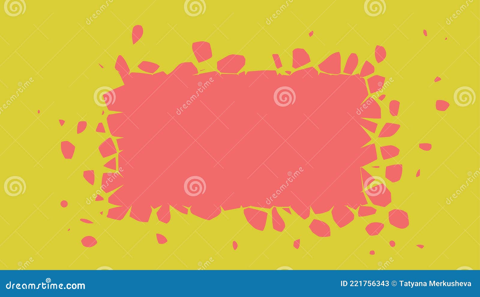A Red Rectangle with Flying Fragments. Exploding Design Element with ...