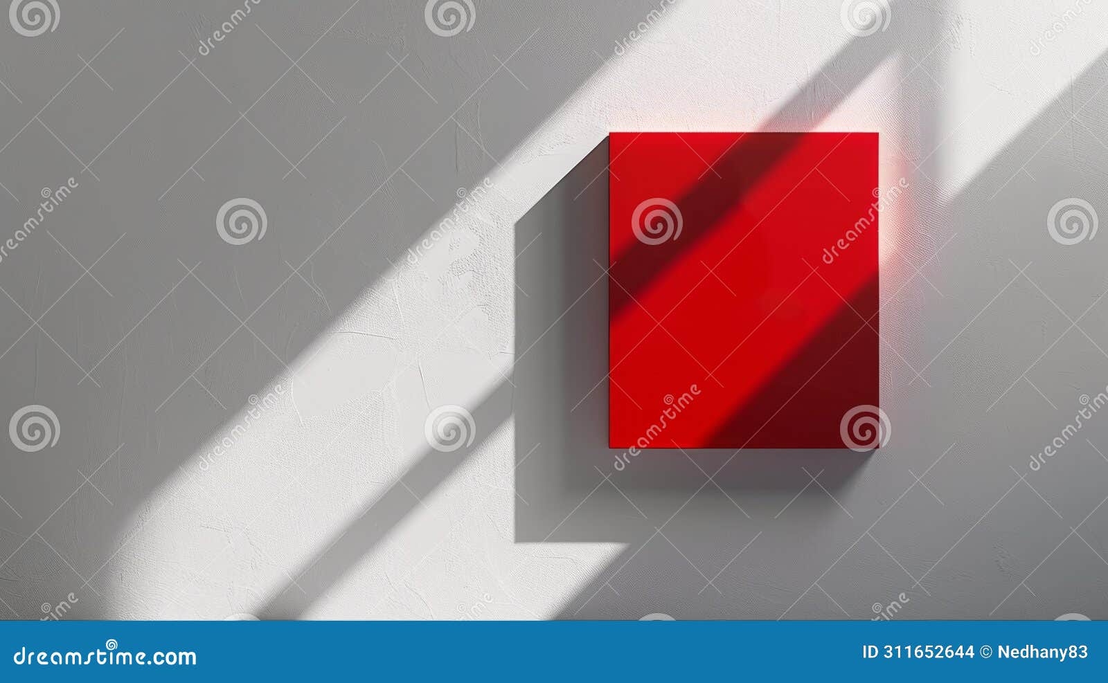Red Rectangle Logo Sign on the Wall, Mock Up Stock Illustration ...