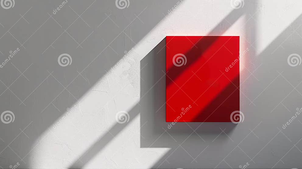 Red Rectangle Logo Sign on the Wall, Mock Up Stock Illustration ...