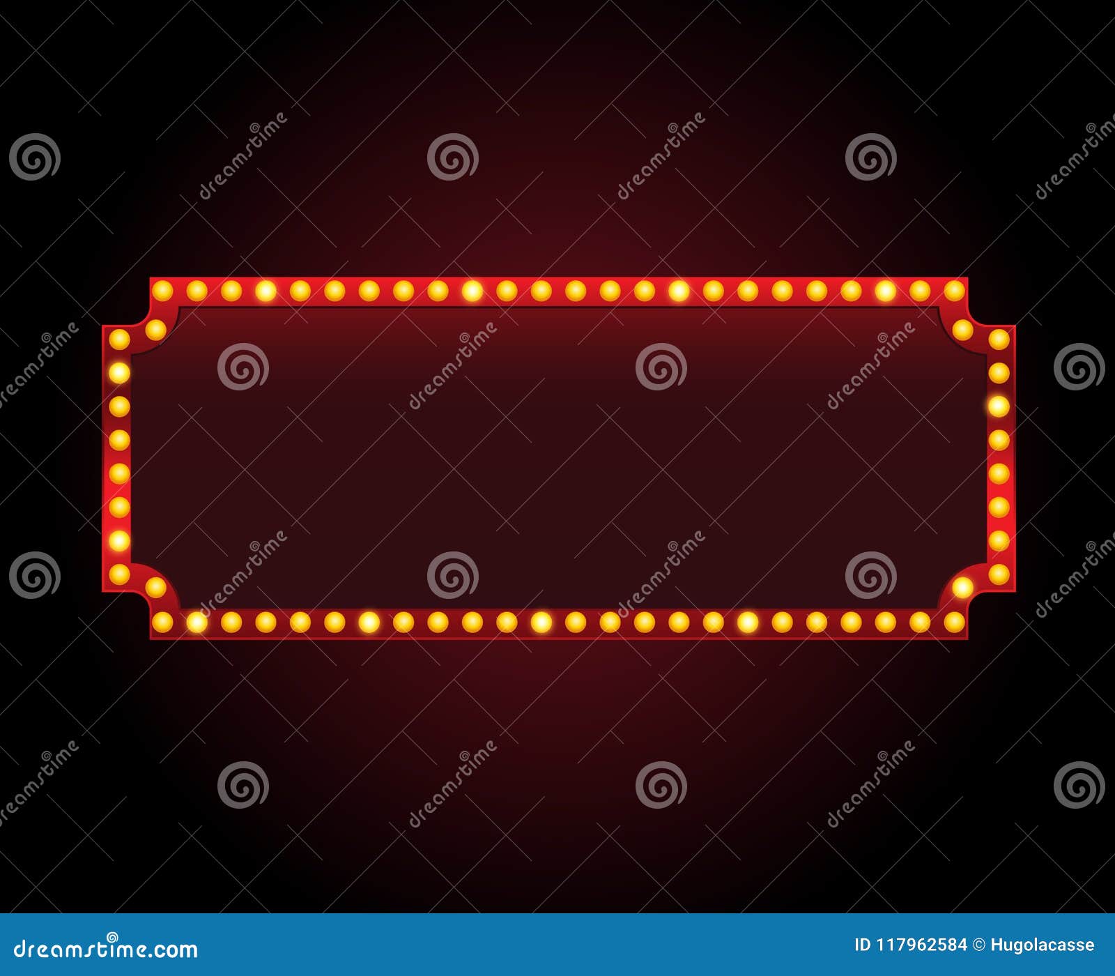 Rectangle Vector Theater Sign Frame with Lights Stock Vector ...