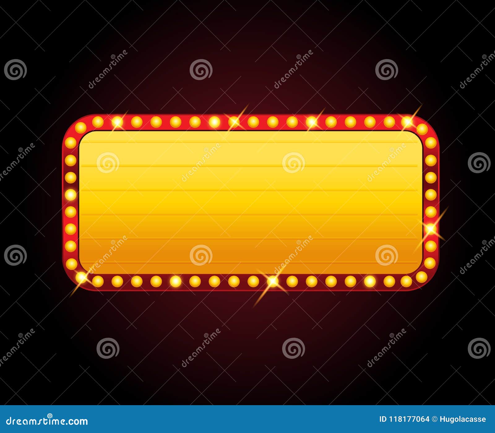 Rectangle Vector Theater Sign Frame with Lights Stock Vector ...
