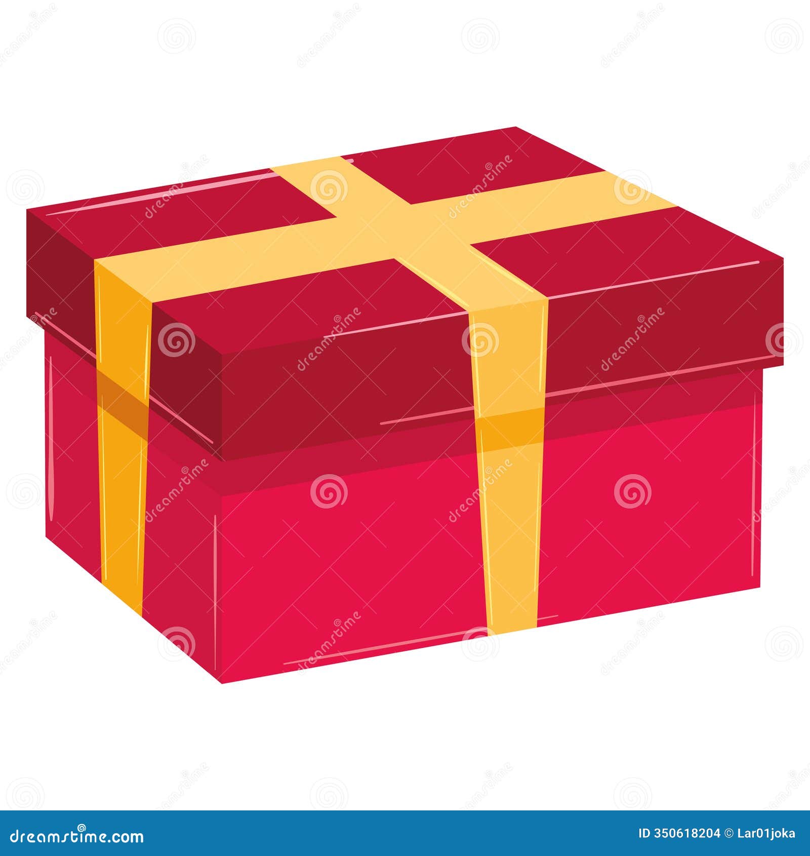 Red Rectangular Gift Box with Golden Ribbon Design Vector Stock ...