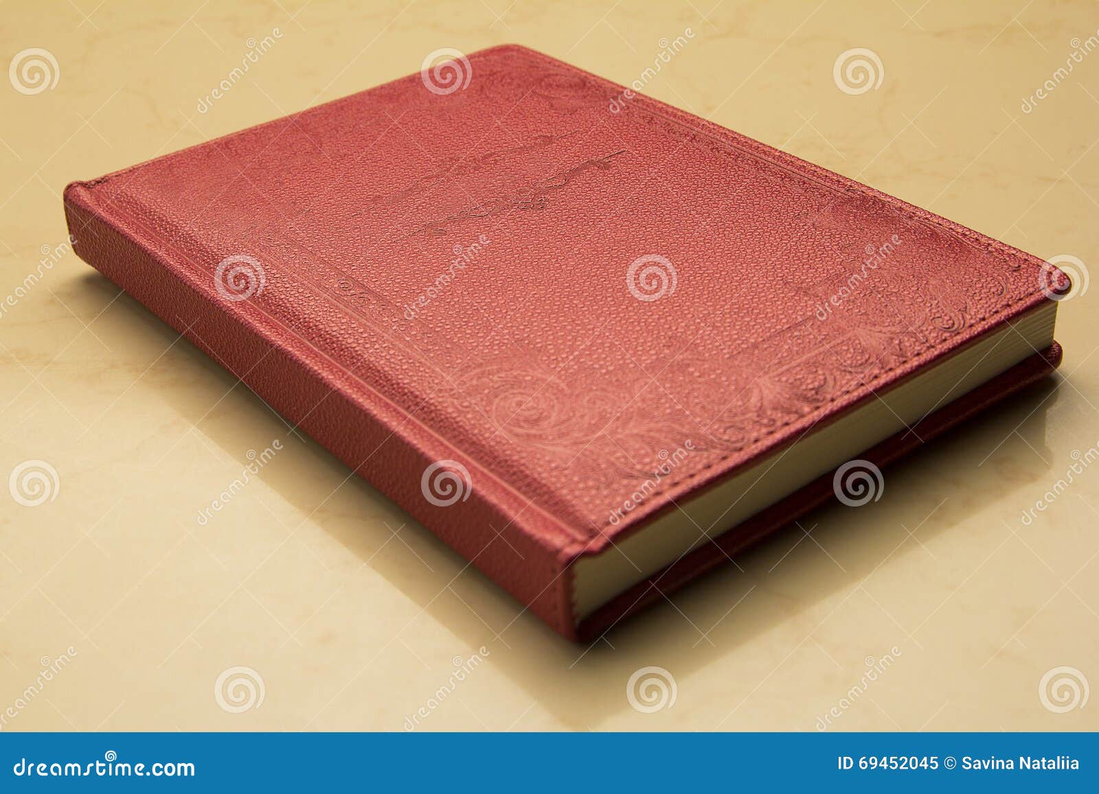Red Rectangular Notebook in Leather Bound Stock Image - Image of ...
