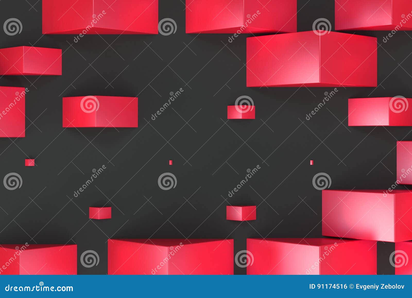 Red Rectangular Shapes of Random Size on Black Background Stock ...
