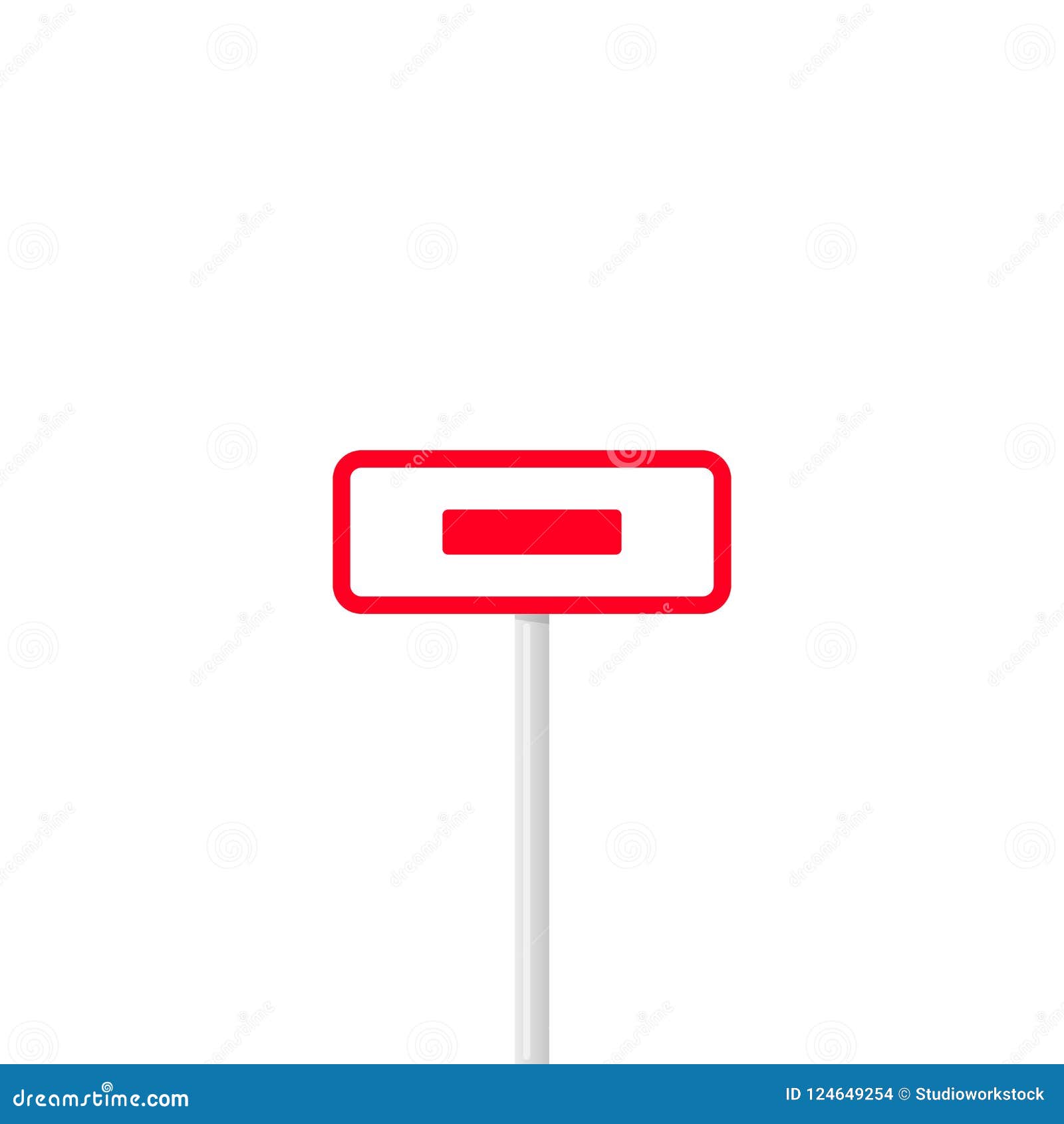 Red Rectangular Stop Sign on White Stock Illustration - Illustration of ...