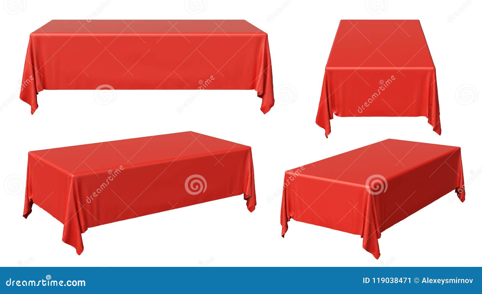 Red Rectangular Table Cloth Set Stock Illustration - Illustration of ...