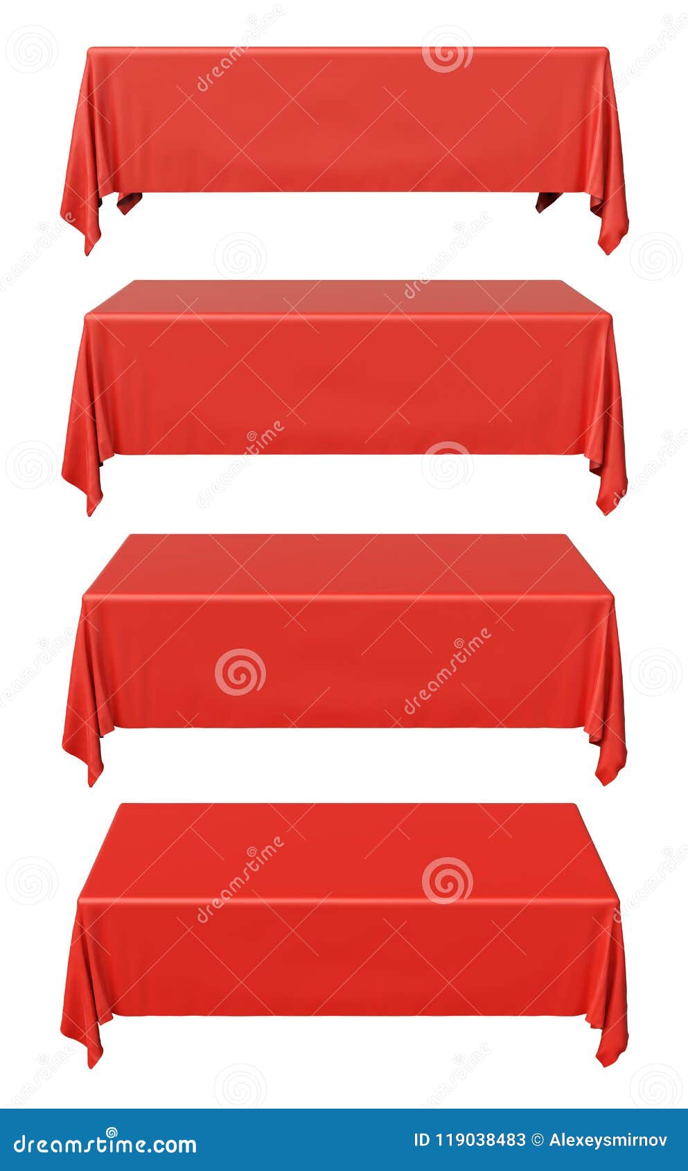 Red Rectangular Tablecloth Front View Set Stock Illustration ...