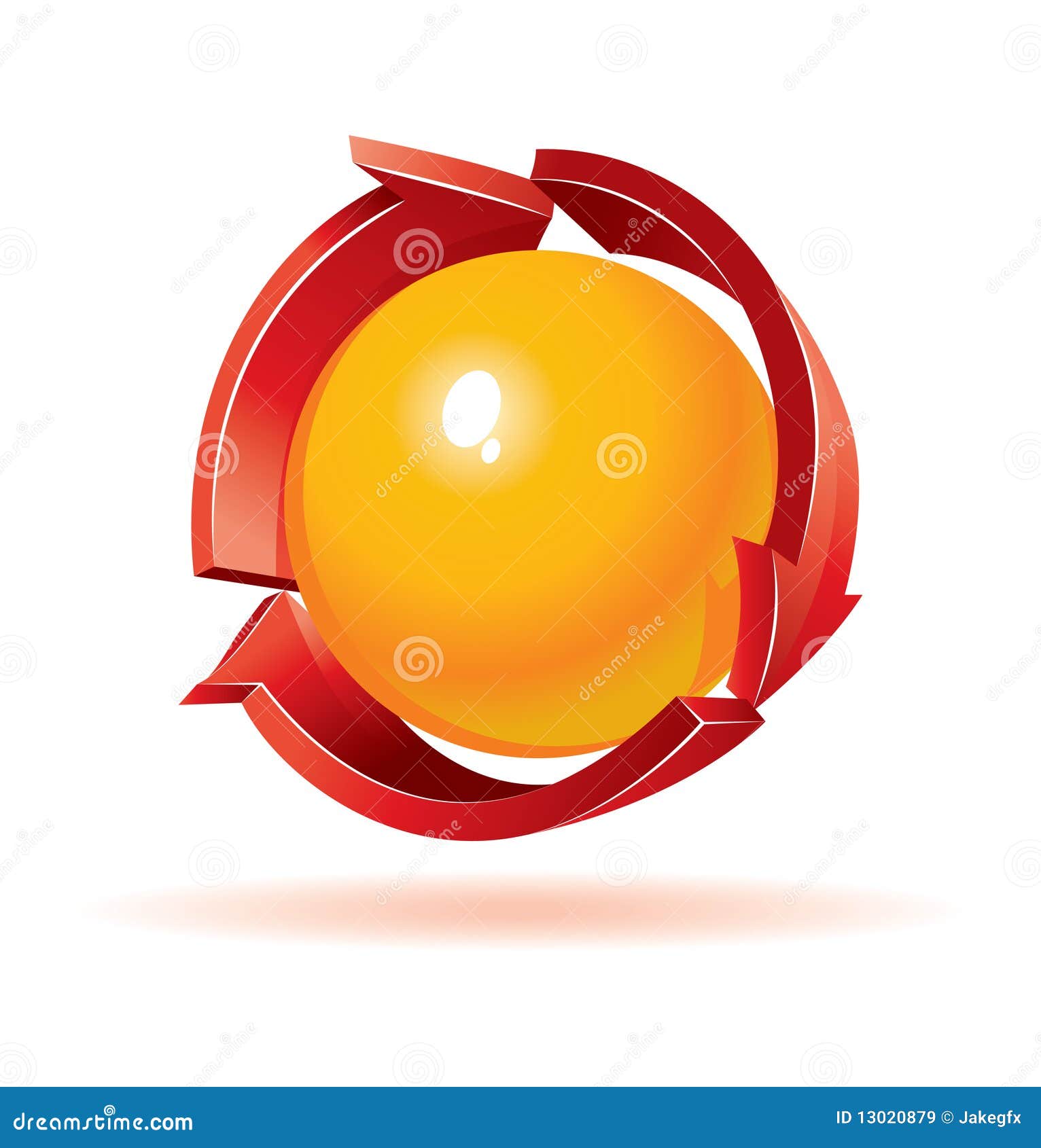 Red Recycle Symbol with Sphere Inside Stock Vector - Illustration of ...