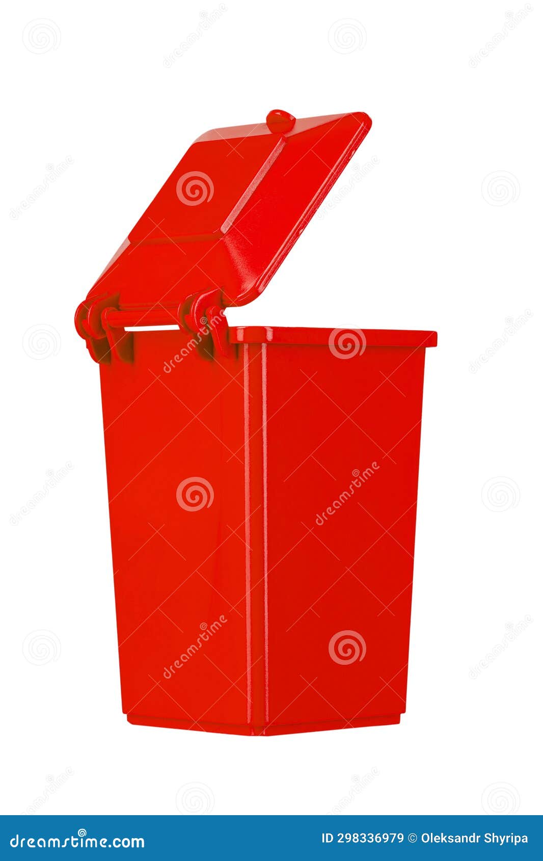 Red Recycling Bin with Open Lid Isolated on White Background. Garbage ...