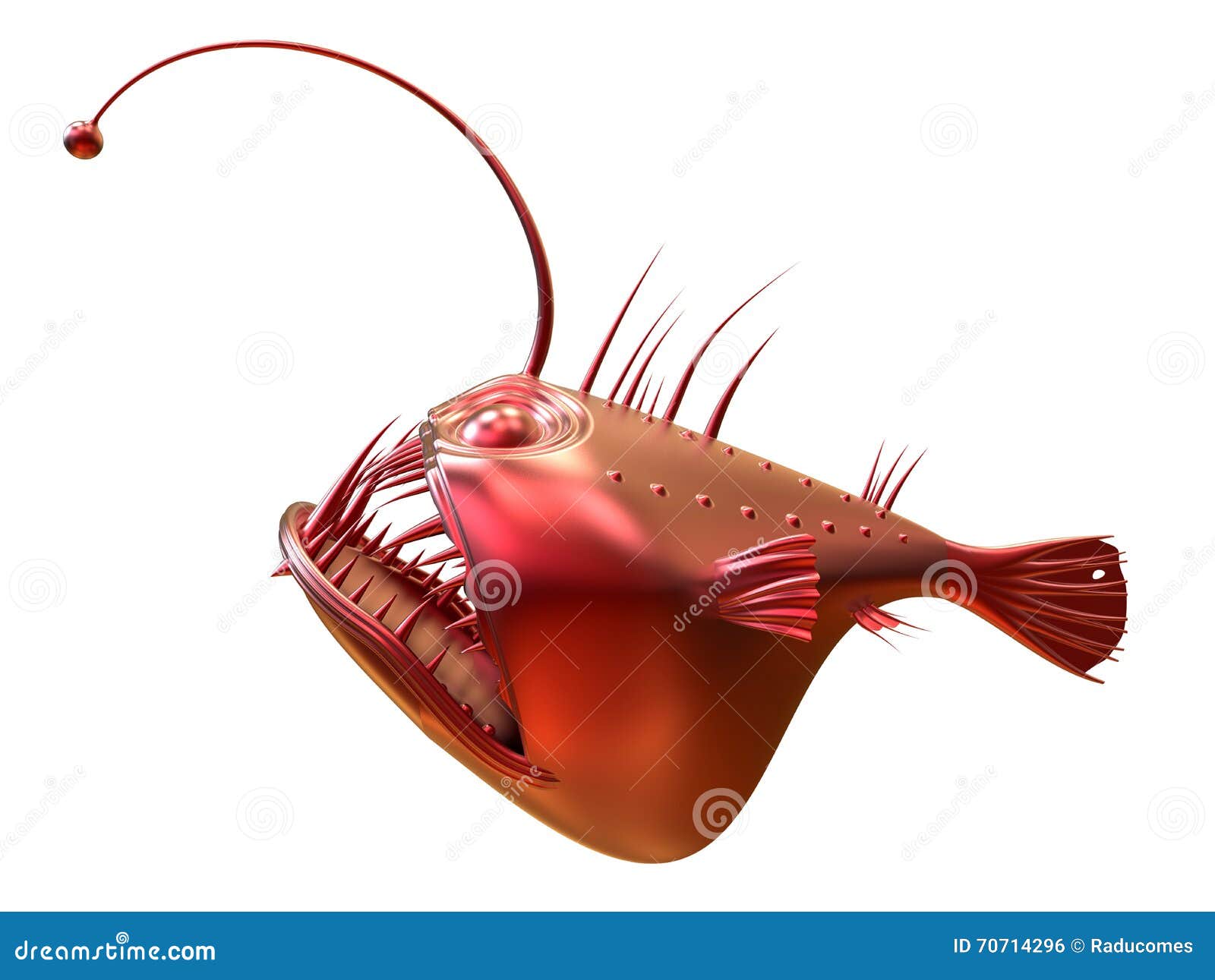 Red Reflective Anglerfish Illustration | CartoonDealer.com #70714296