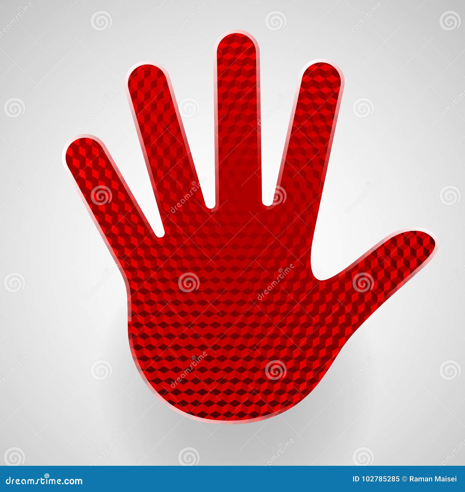Red Reflective Stop Hand Sign Stock Vector - Illustration of danger ...