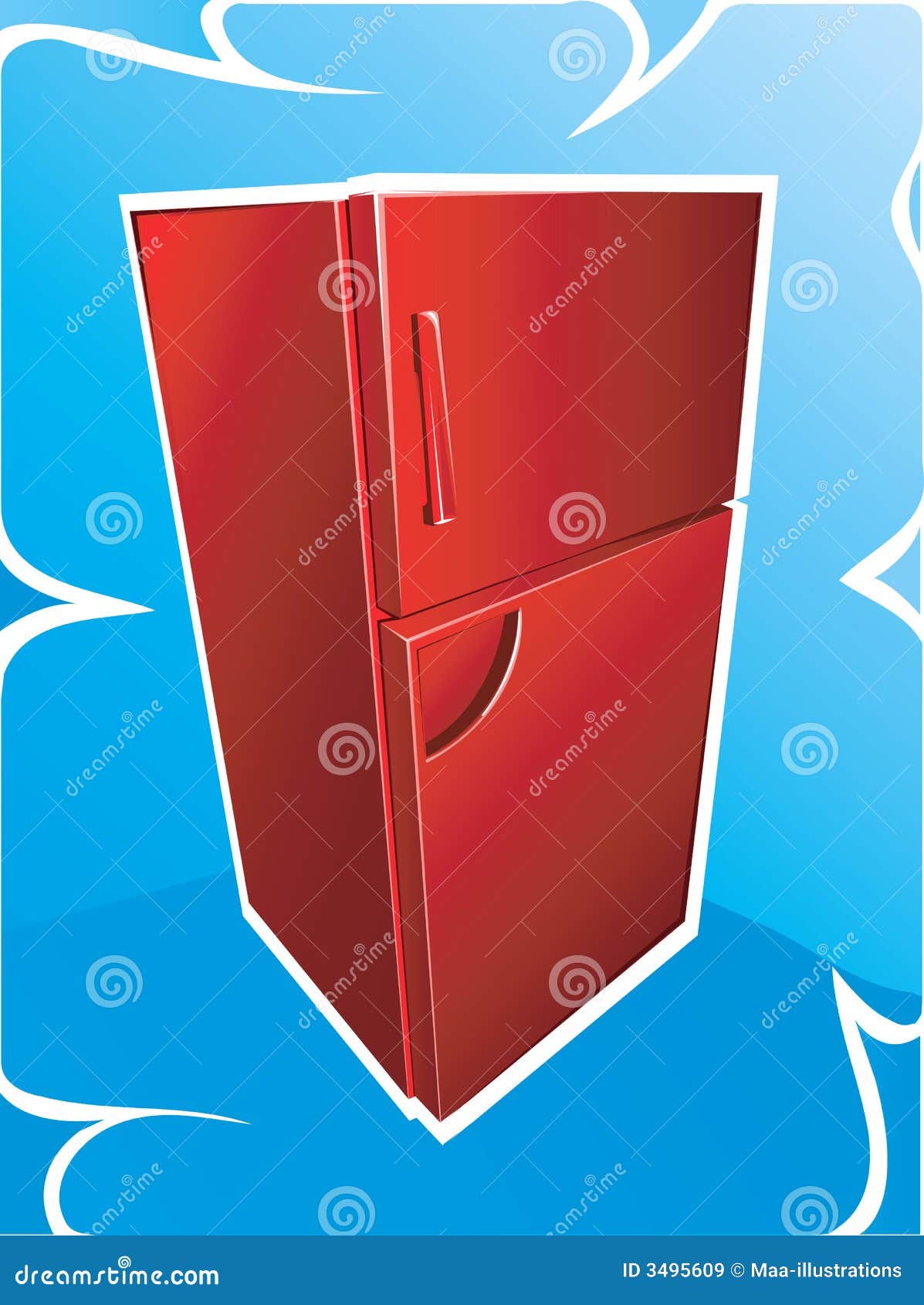Red refrigerator stock vector. Illustration of household - 3495609