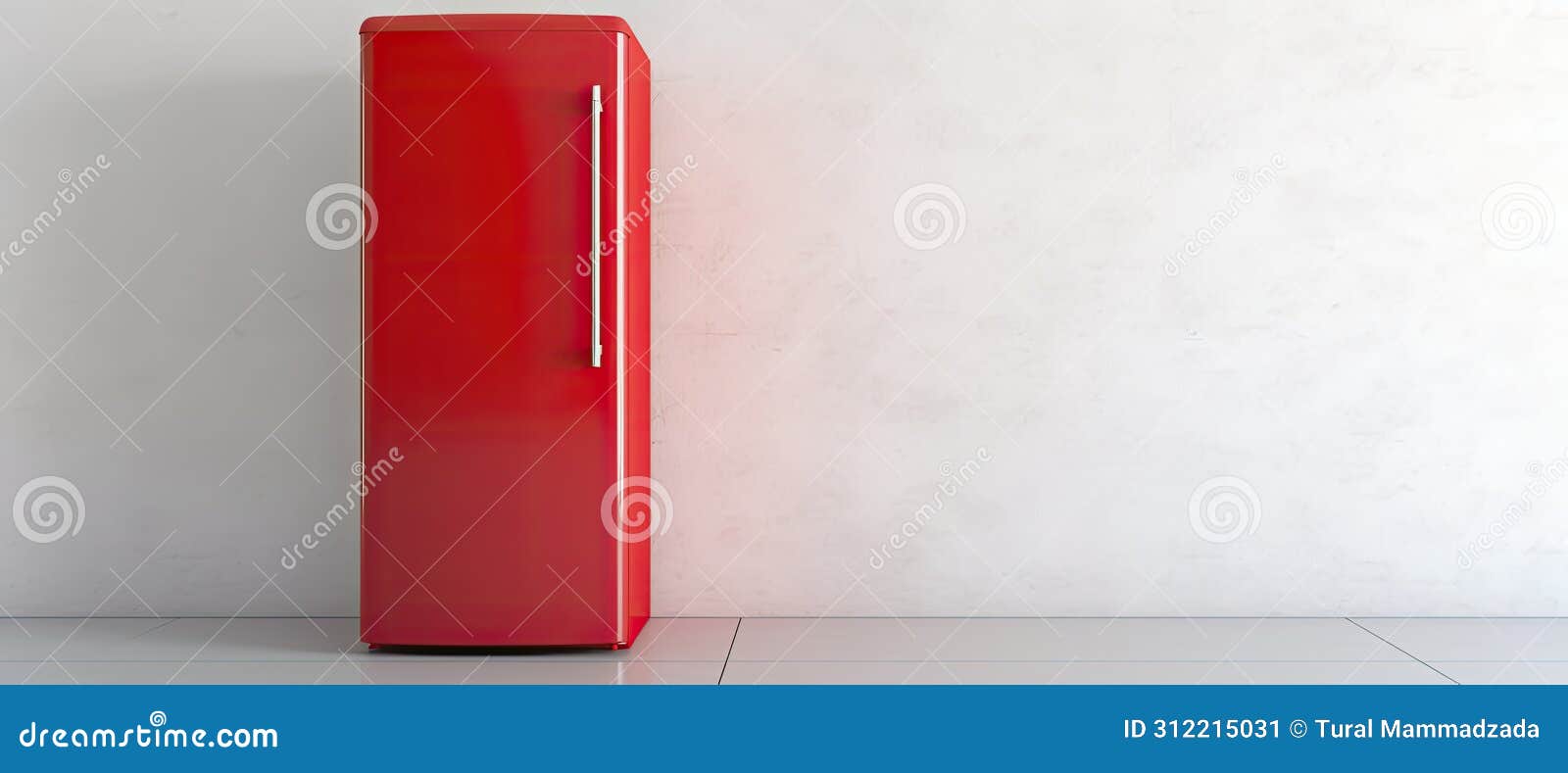 A Red Refrigerator Against a White Wall Stock Image - Image of urban ...