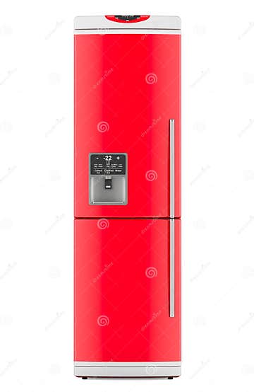 Red Refrigerator. Fridge, Front View Stock Illustration - Illustration ...