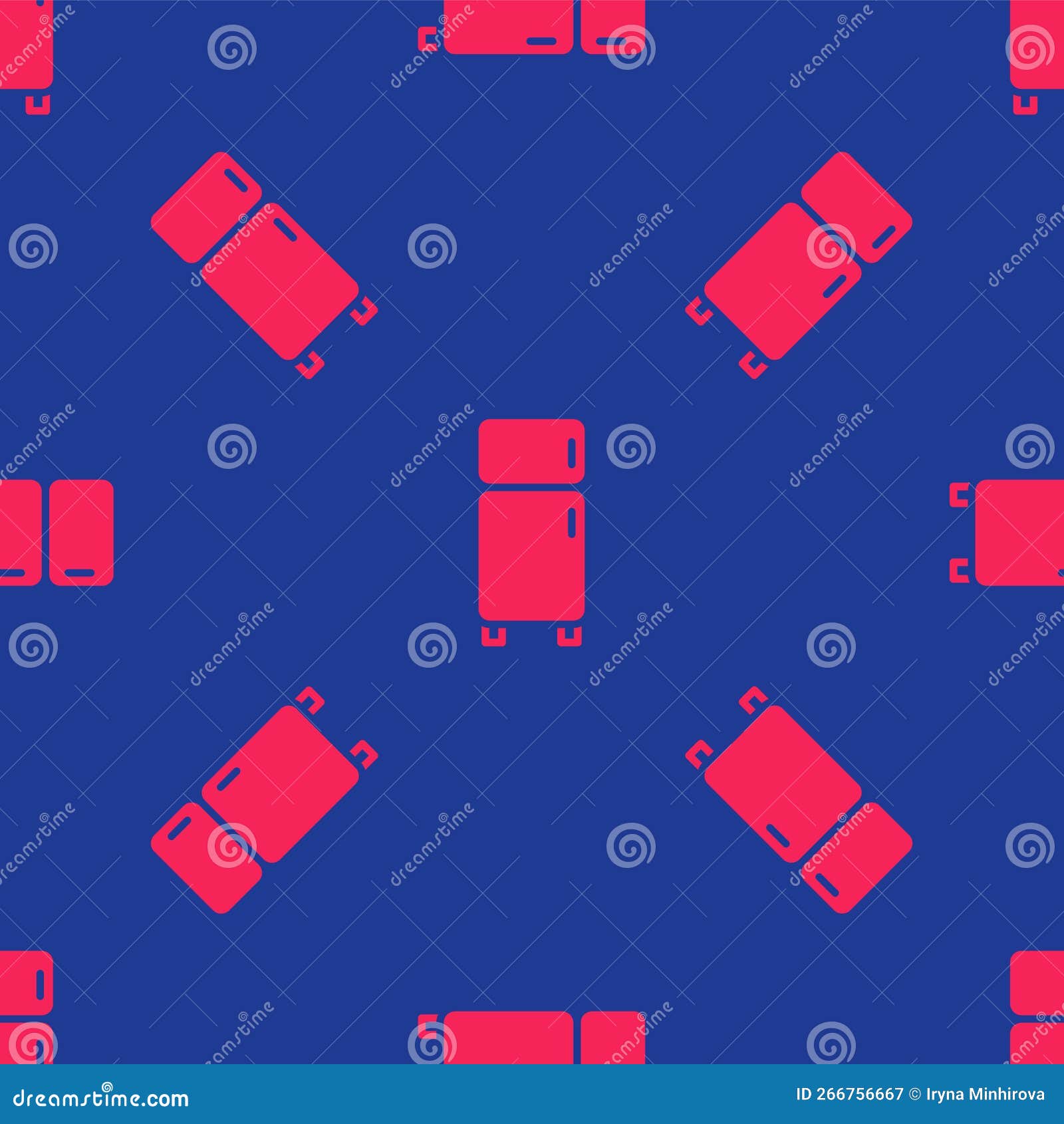 Red Refrigerator Icon Isolated Seamless Pattern on Blue Background ...
