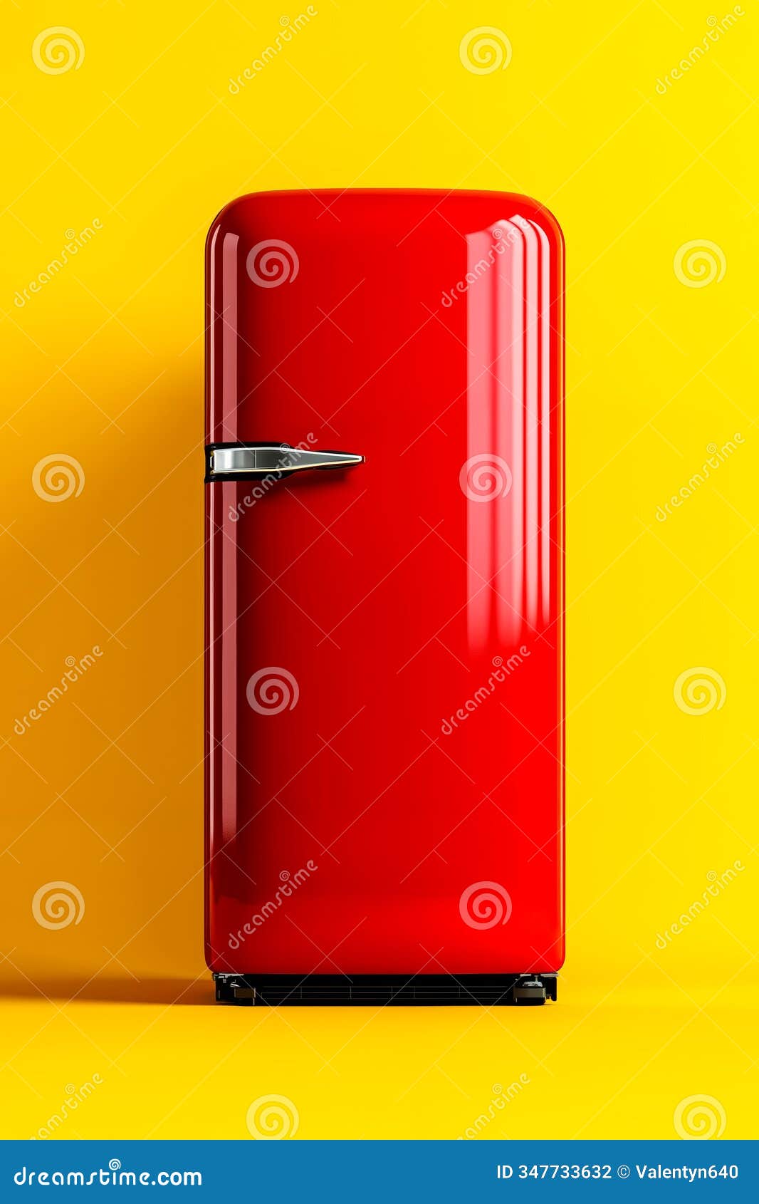A Red Refrigerator Sitting on Top of a Yellow Surface Stock ...