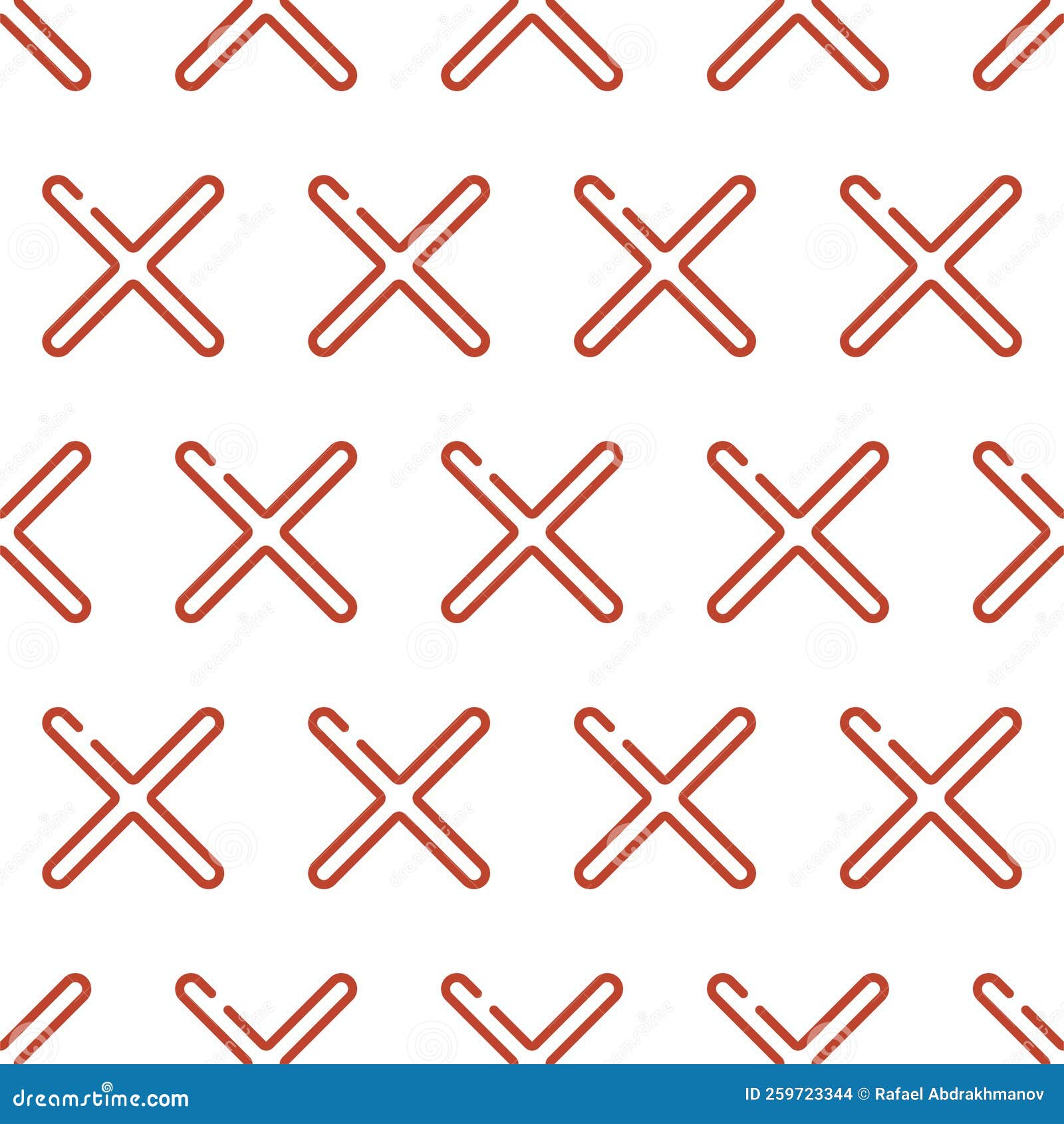 Red Reject Icons Vector Seamless Pattern. Check Tick Cross Outline Mark ...