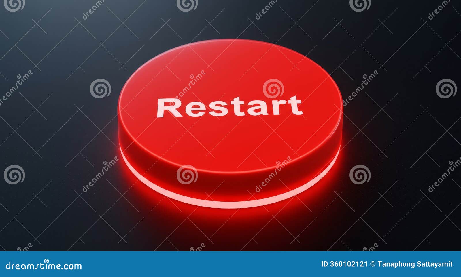 Red Restart Button a Glowing Red Button with the Word Restart on a Dark ...