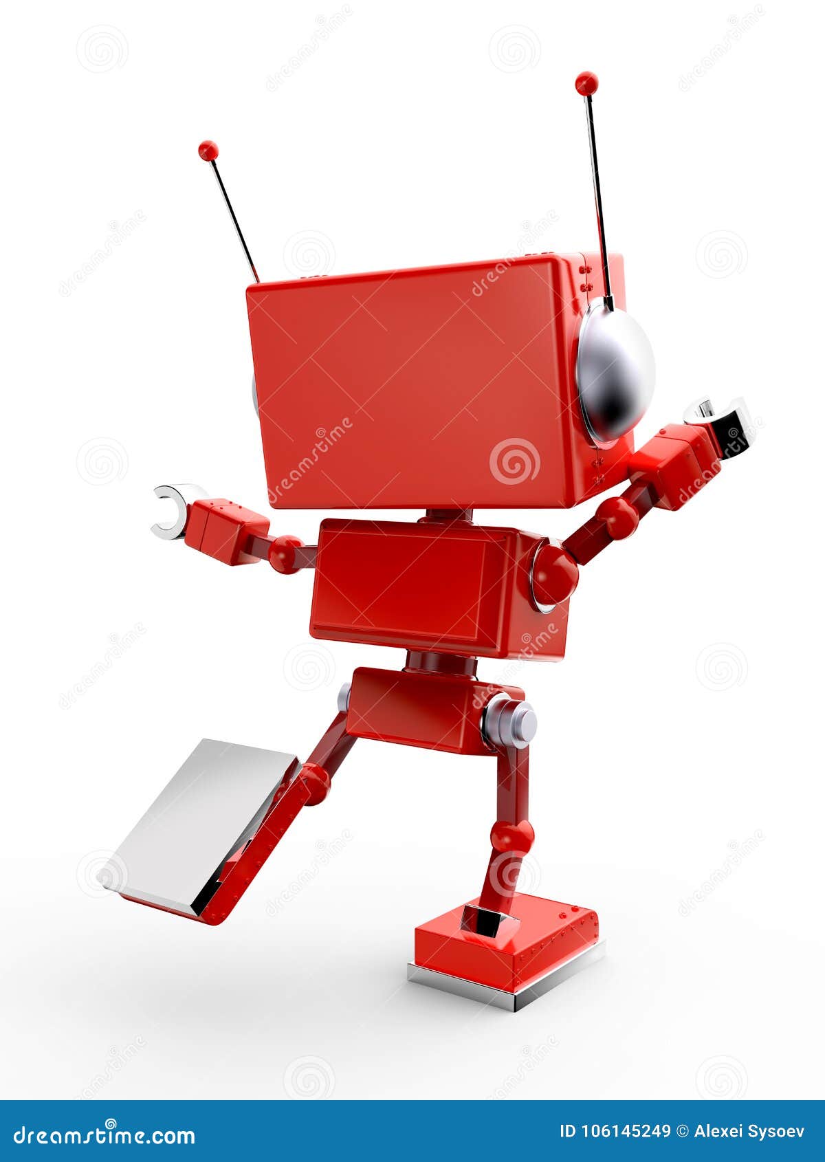 Red retro robot back stock illustration. Illustration of android ...