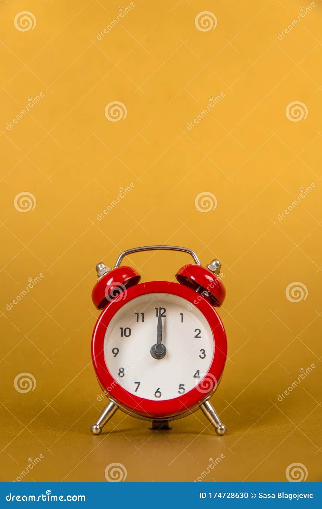 Red retro alarm clock stock photo. Image of number, midday - 174728630
