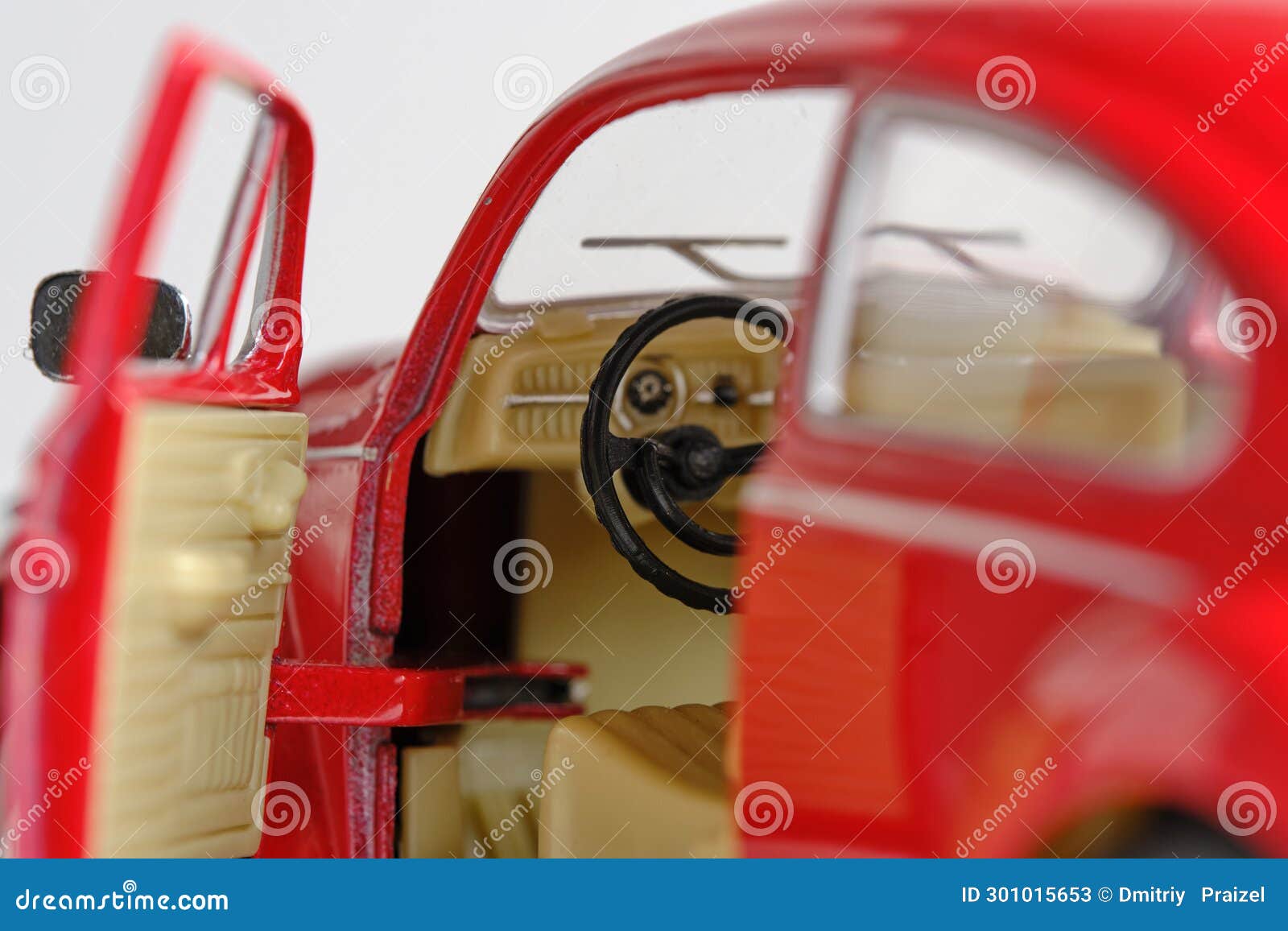 Red Retro Car with an Open Door, Demonstration Interior of Car. Stock ...