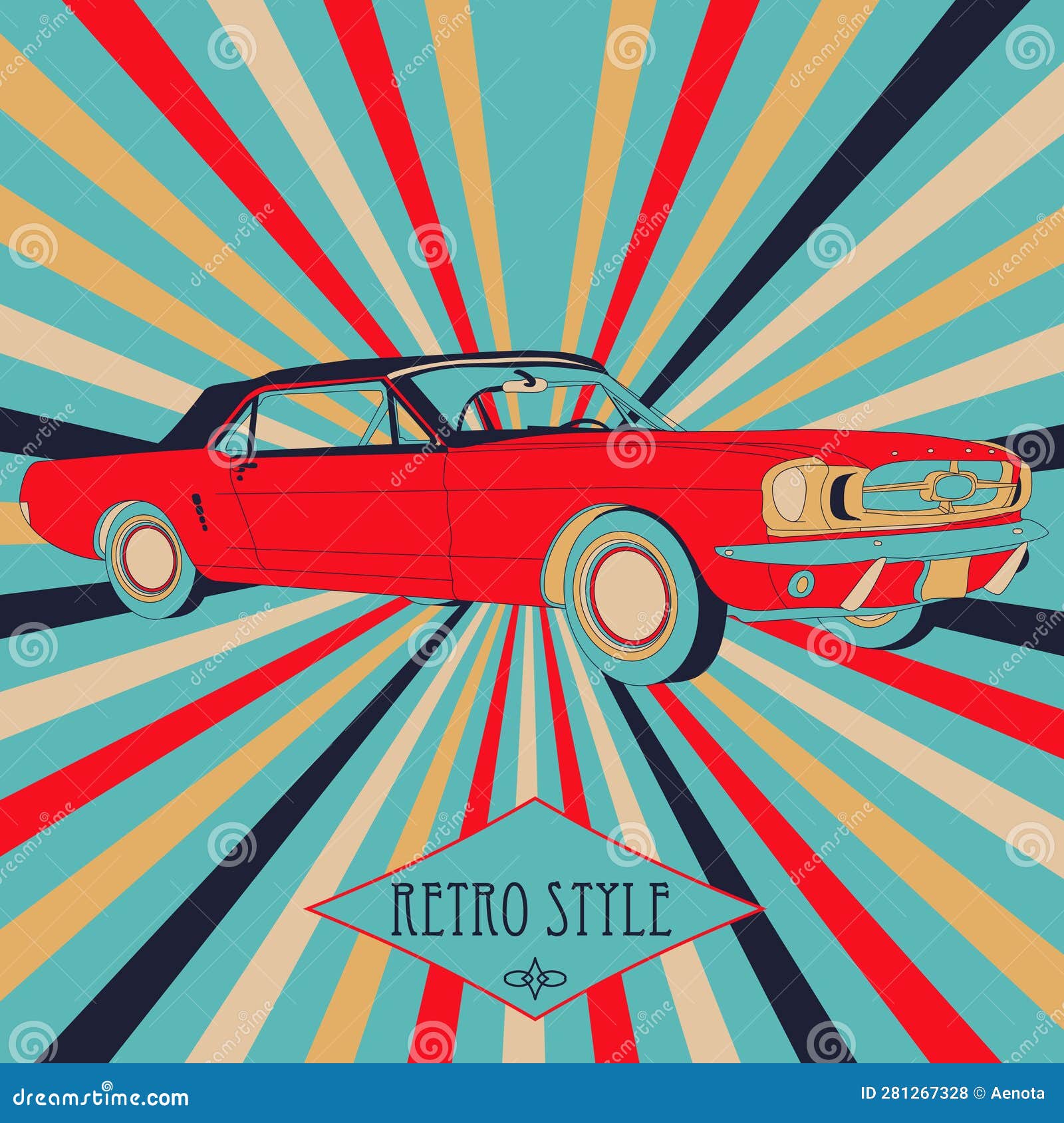 Red Retro Car - Vector Illustration Stock Vector - Illustration of ...