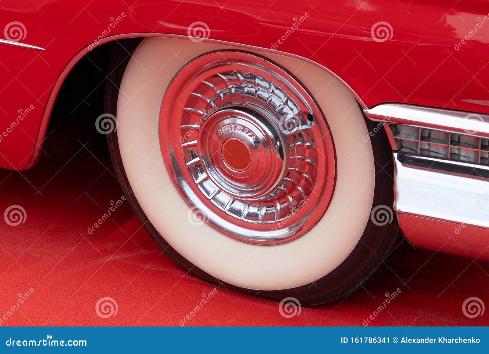 Red Retro Car Wheel on a Red Carpet Stock Image - Image of luxury ...