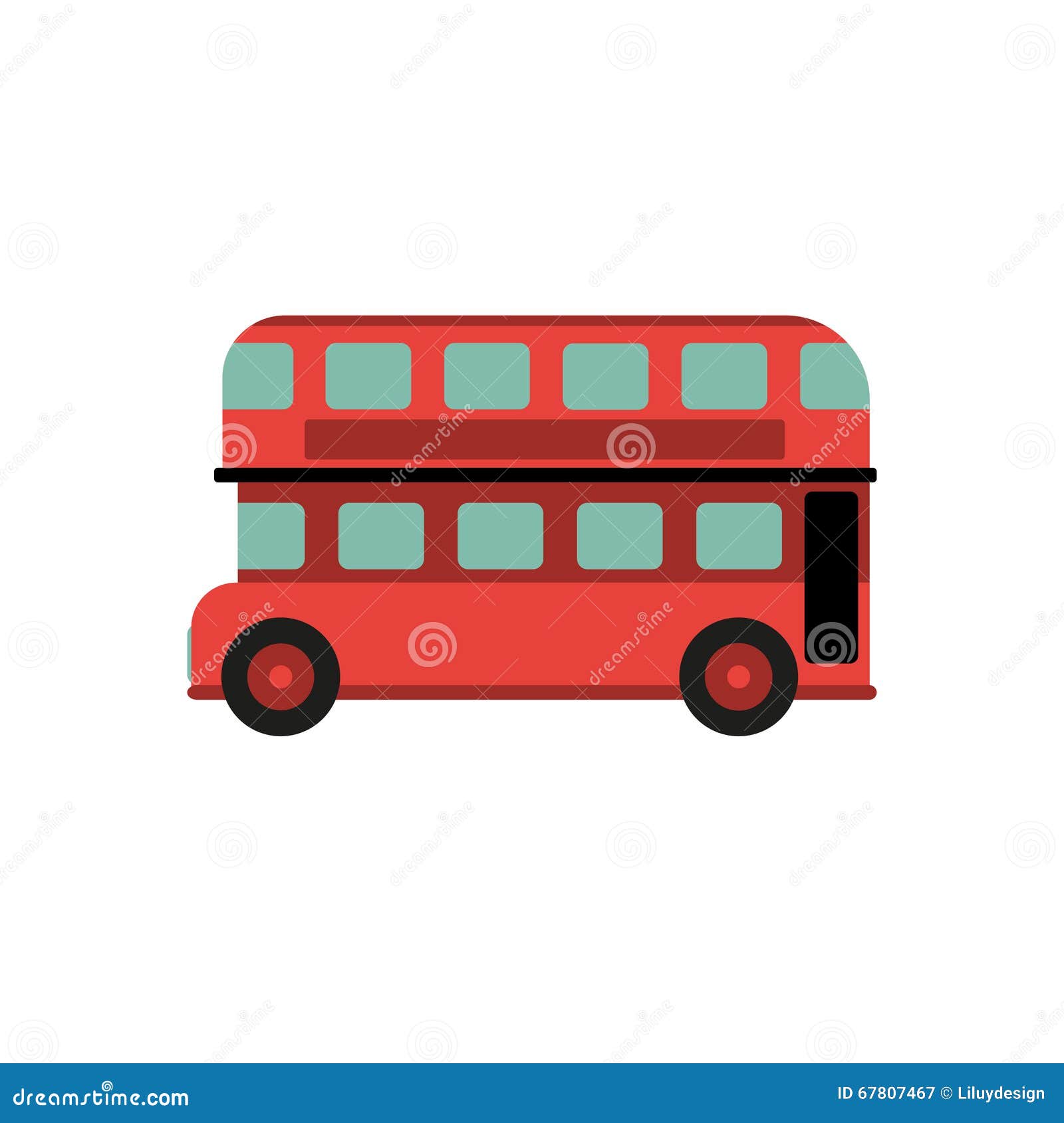 Red Retro City Double Decker Bus Stock Vector - Illustration of decker ...