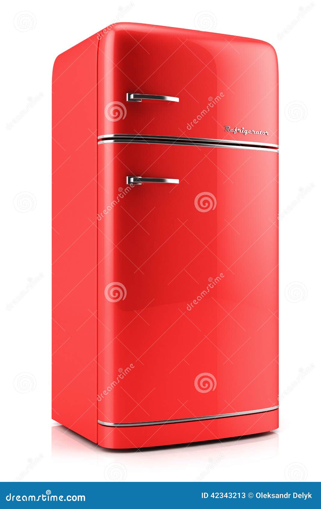 Retro Fridge Refrigerator In Red Retro Color. Royalty-Free Stock ...