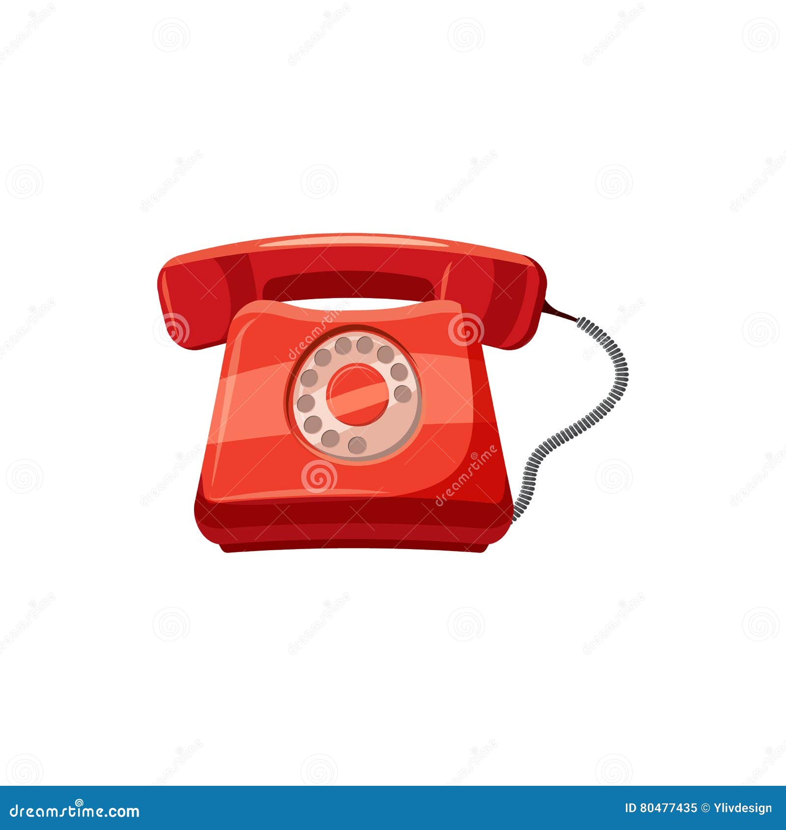 Red Retro Phone Icon, Cartoon Style Stock Vector - Illustration of ...
