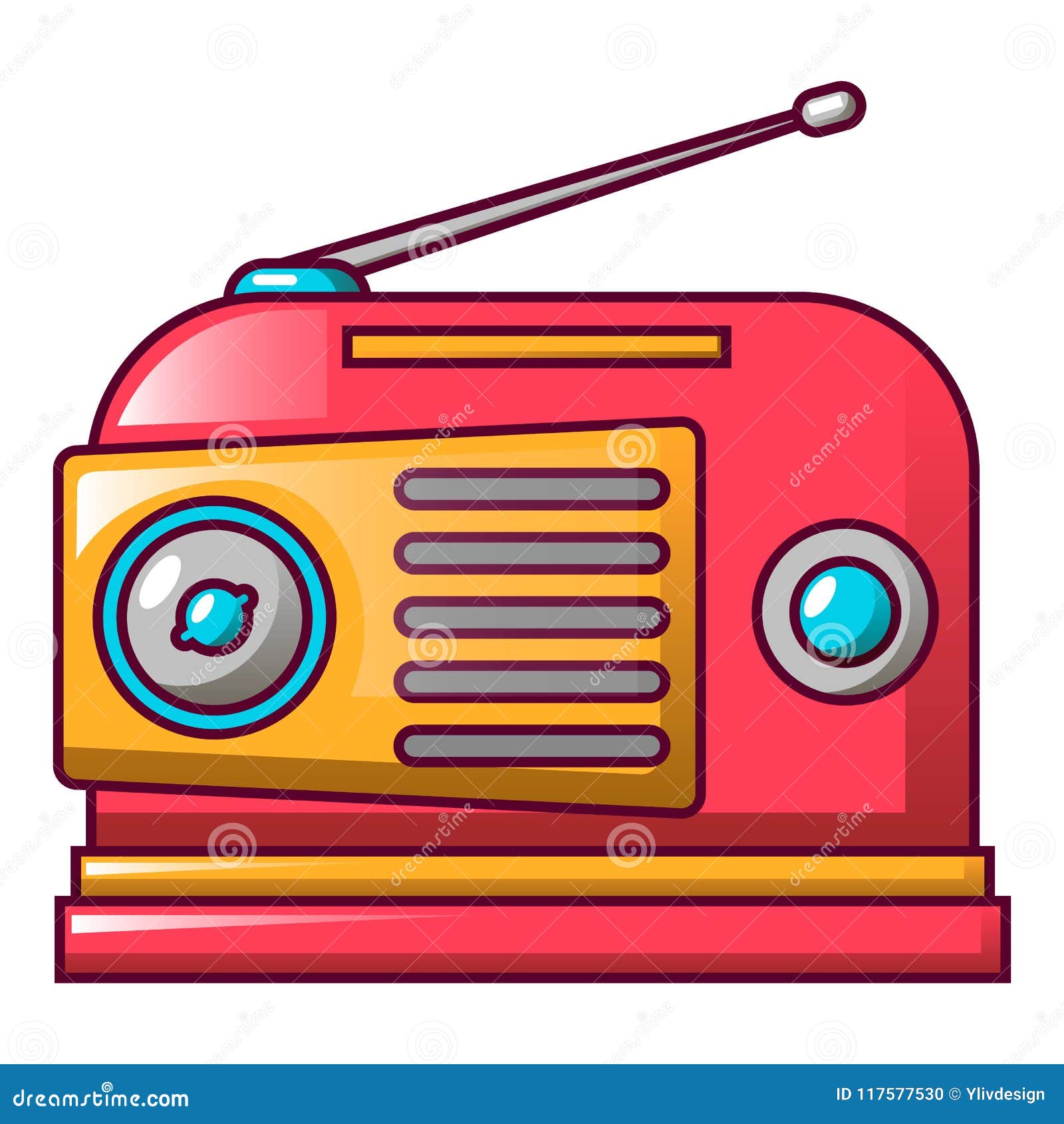Red Retro Radio Icon, Cartoon Style Stock Vector - Illustration of ... Red Retro Radio Icon, Cartoon Style Stock Vector - Illustration of ...