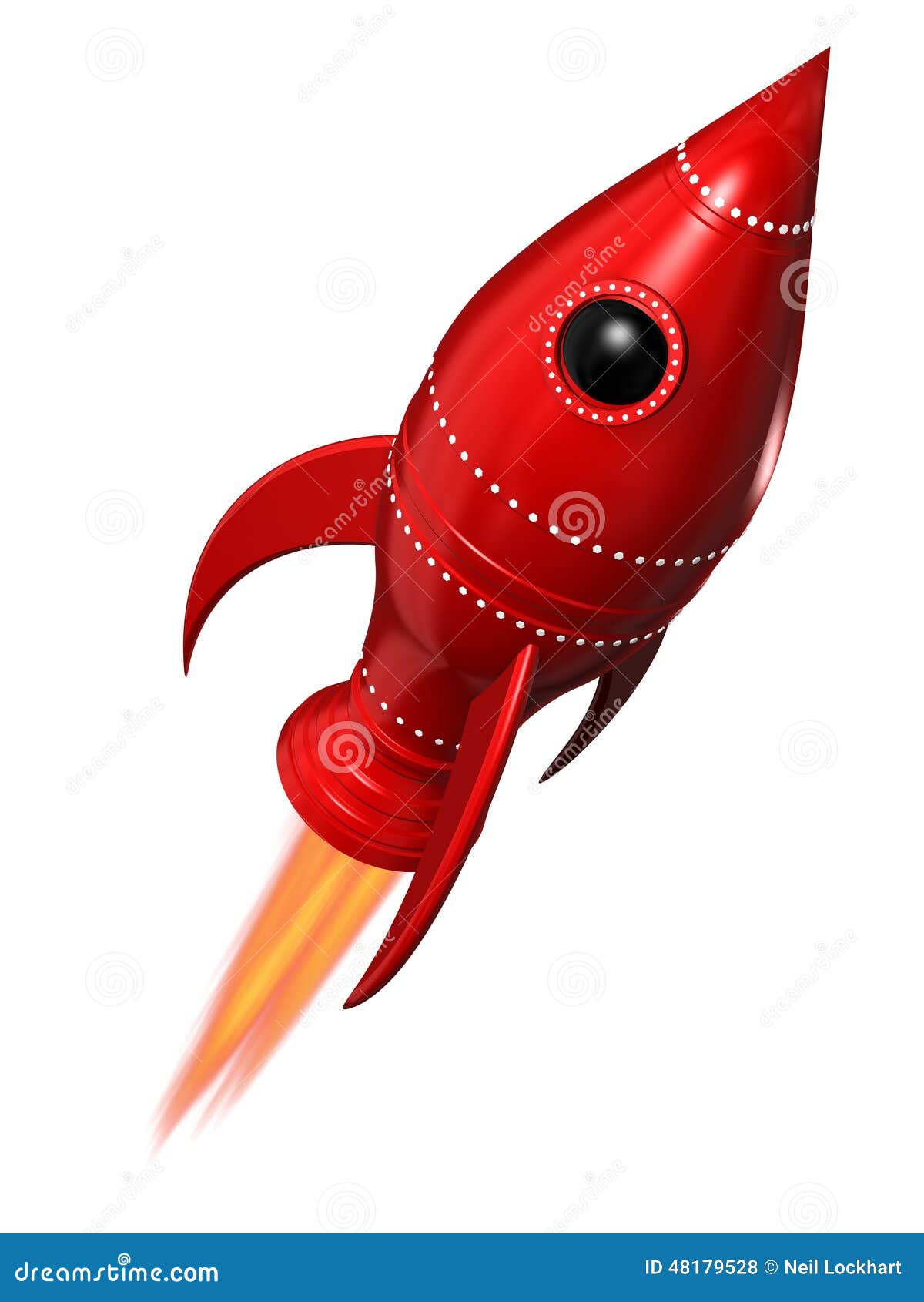 Red Retro Rocket Ship stock illustration. Illustration of rivets - 48179528