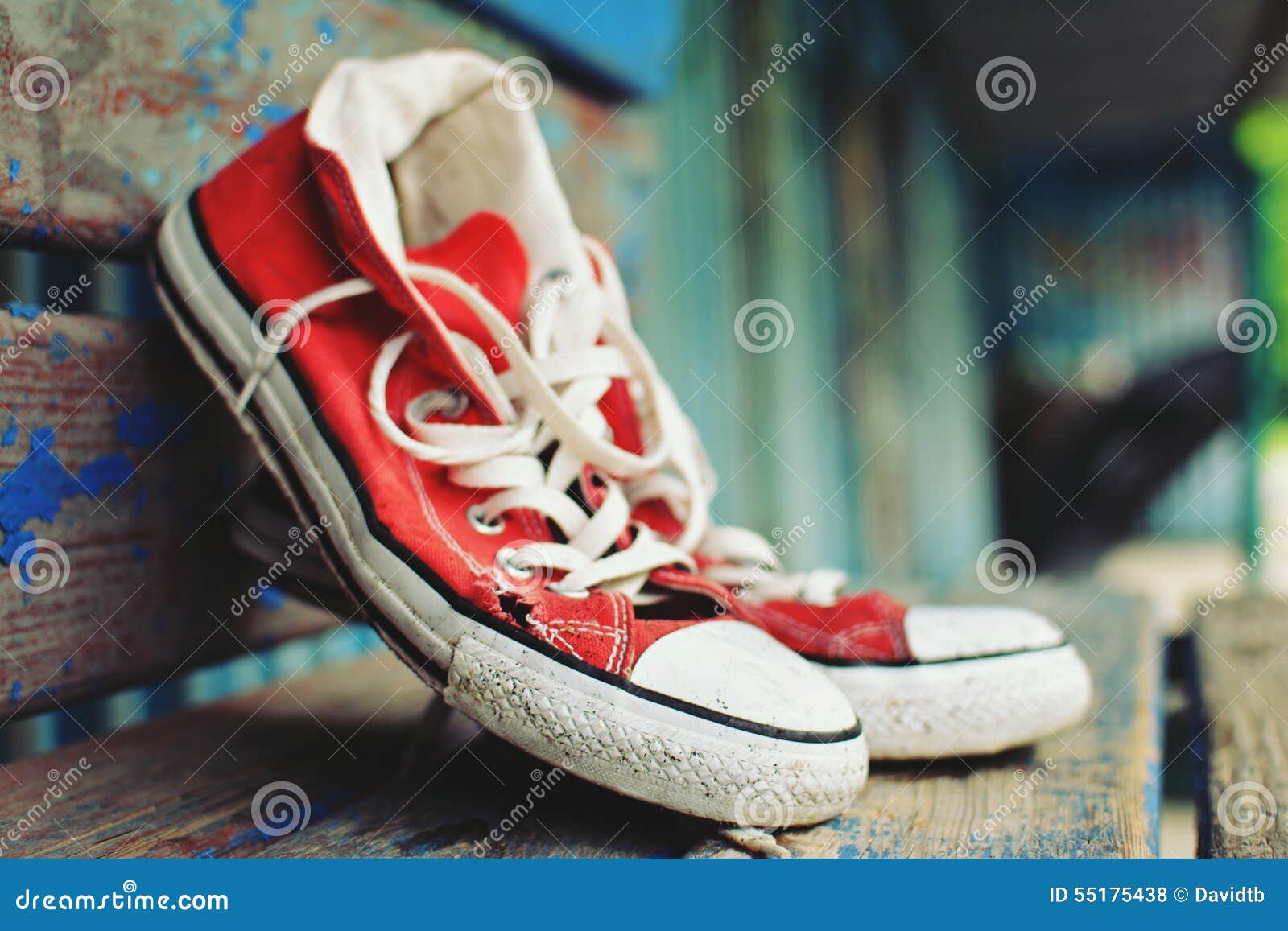 Red retro sneakers stock photo. Image of nice, person - 55175438
