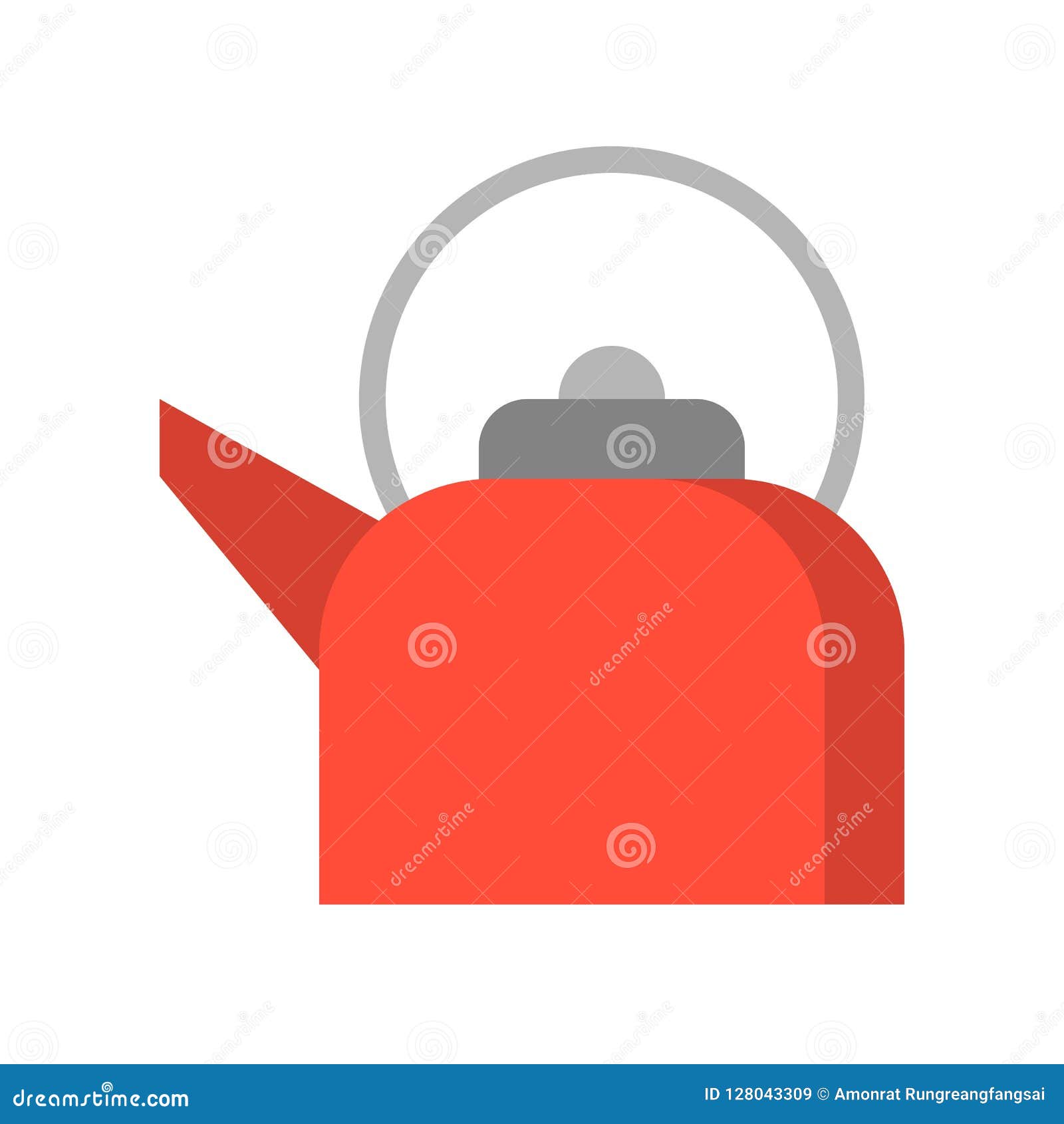 Red Retro Teapot Vector, Flat Design Icon Stock Vector - Illustration ...