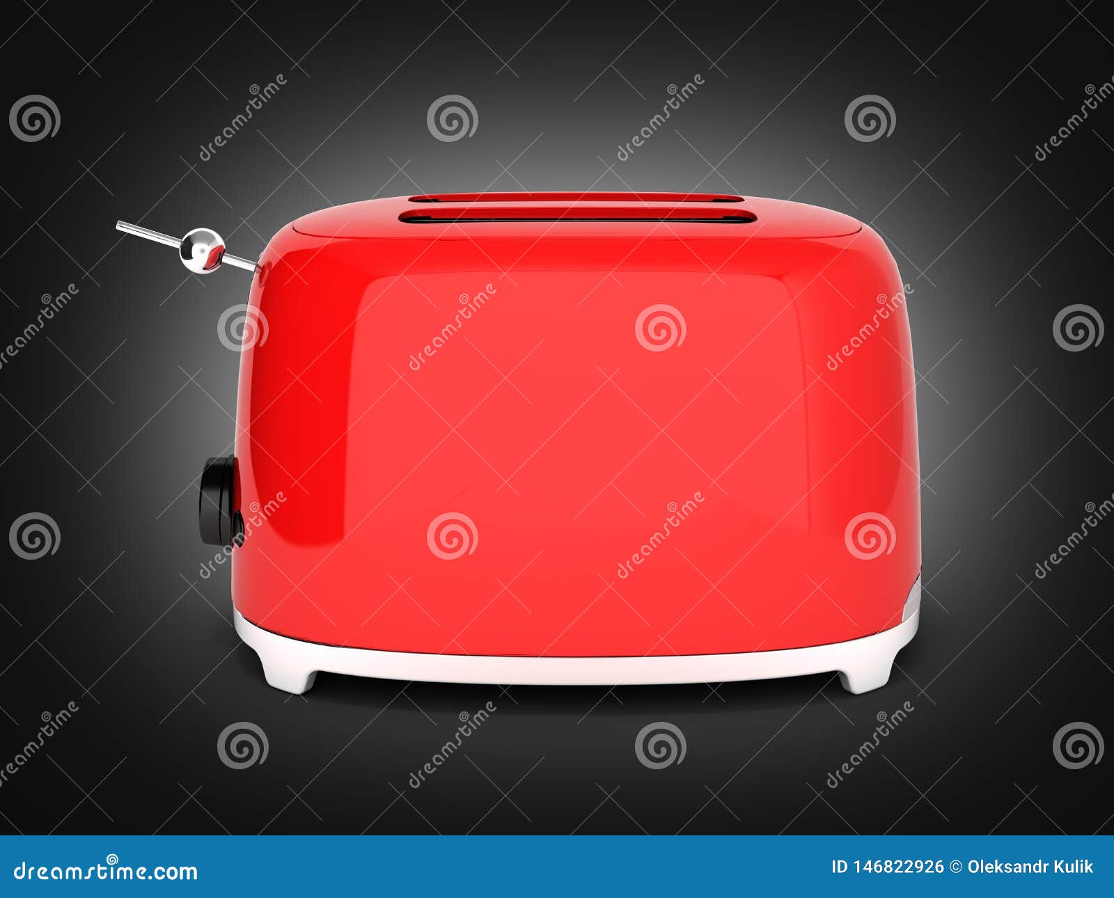 Red Retro Toaster Side View on Black Gradient Background 3d Stock ...
