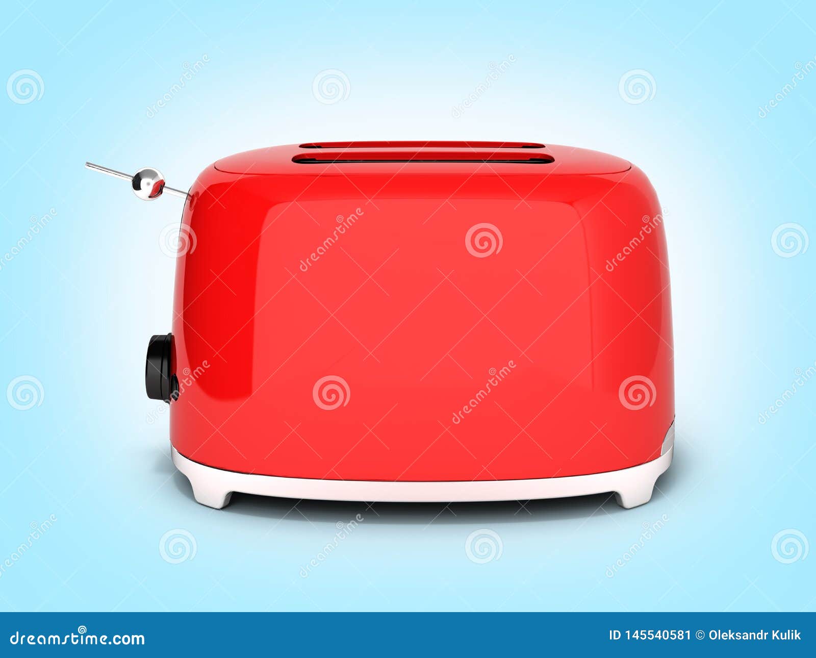 Red Retro Toaster Side View On Blue Gradient Background 3d Royalty-Free ...