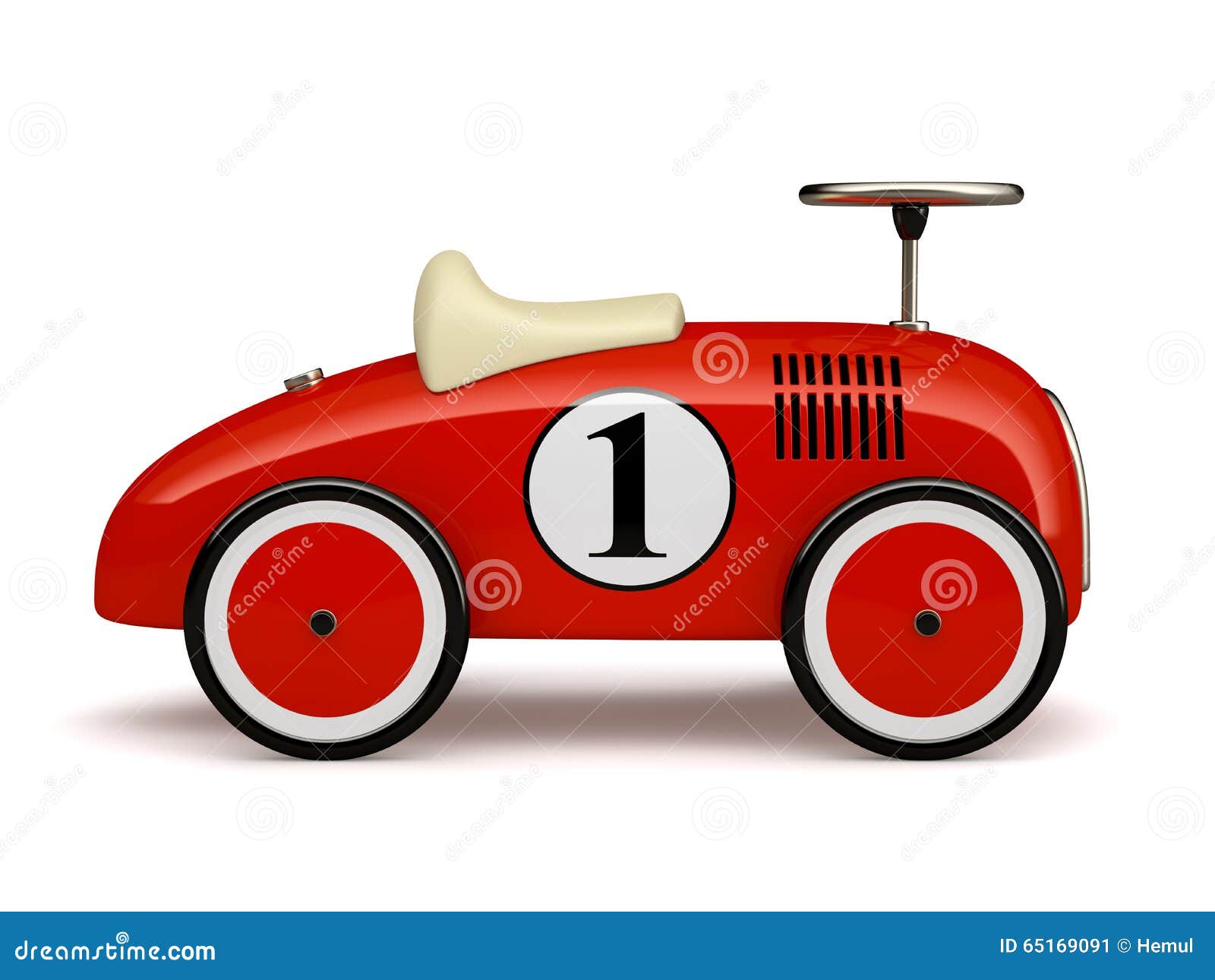 Red Retro Toy Car Number One Isolated On White Background Stock ...
