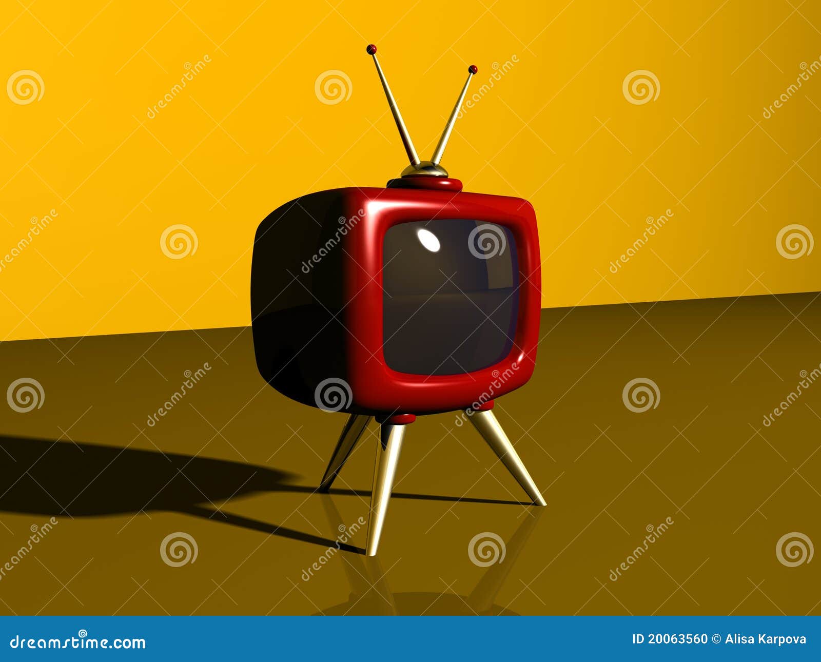 Red retro tv stock illustration. Illustration of 1950s - 20063560