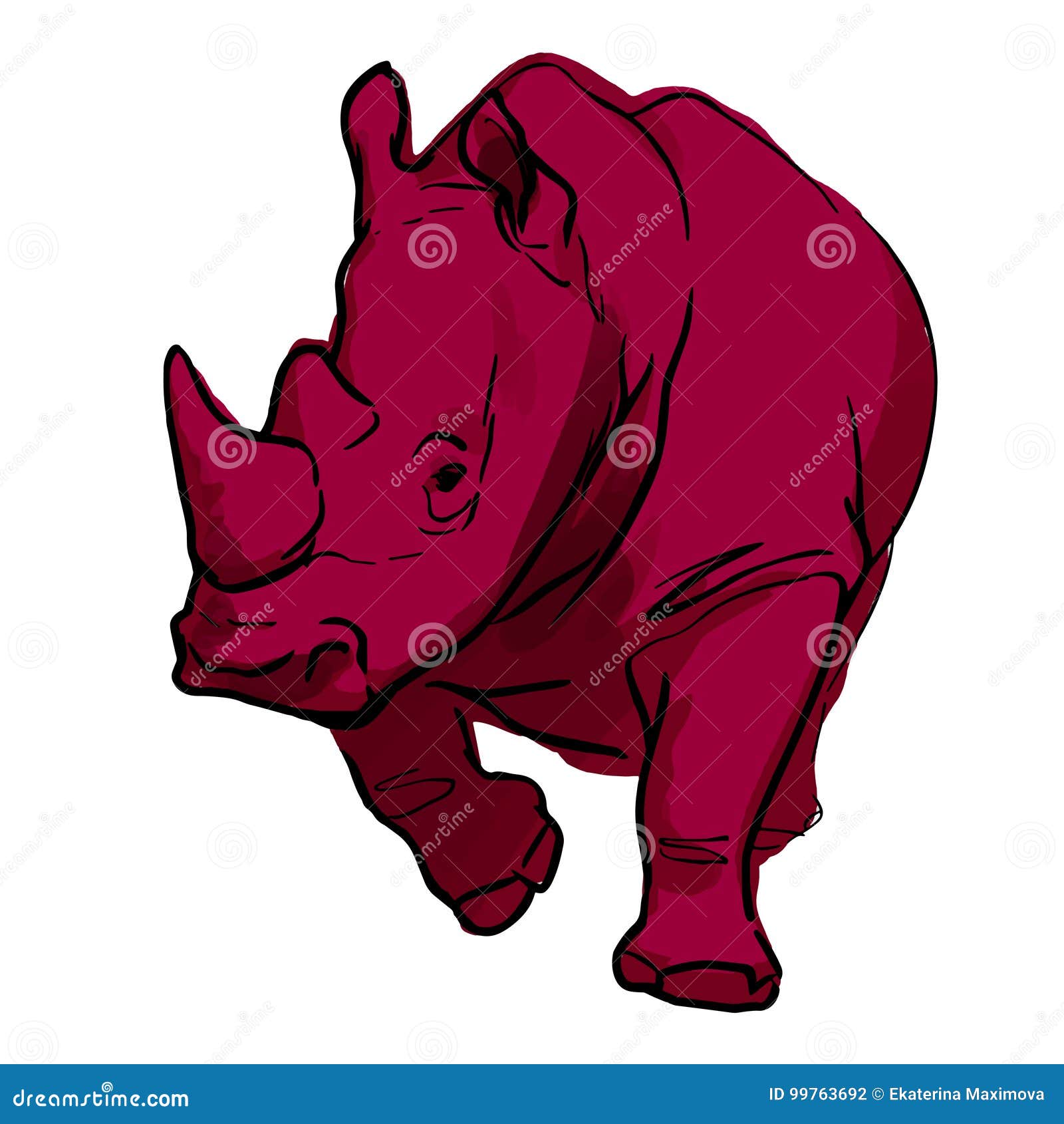Red Rhino on White Background Stock Vector - Illustration of large ...