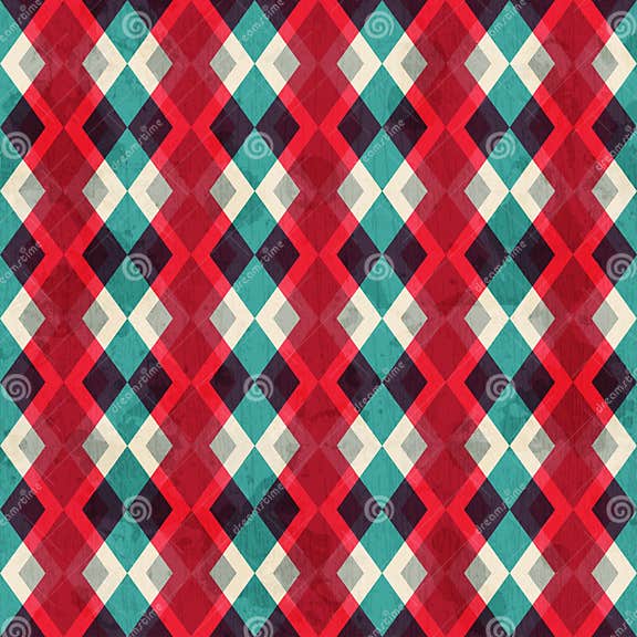 Red Rhombus Seamless Pattern with Grunge Effect Stock Vector ...
