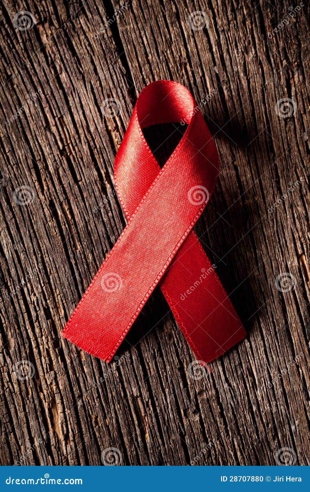 Red Ribbon Aids Ribbon On Notice Board With `World Aids Day` Word ...
