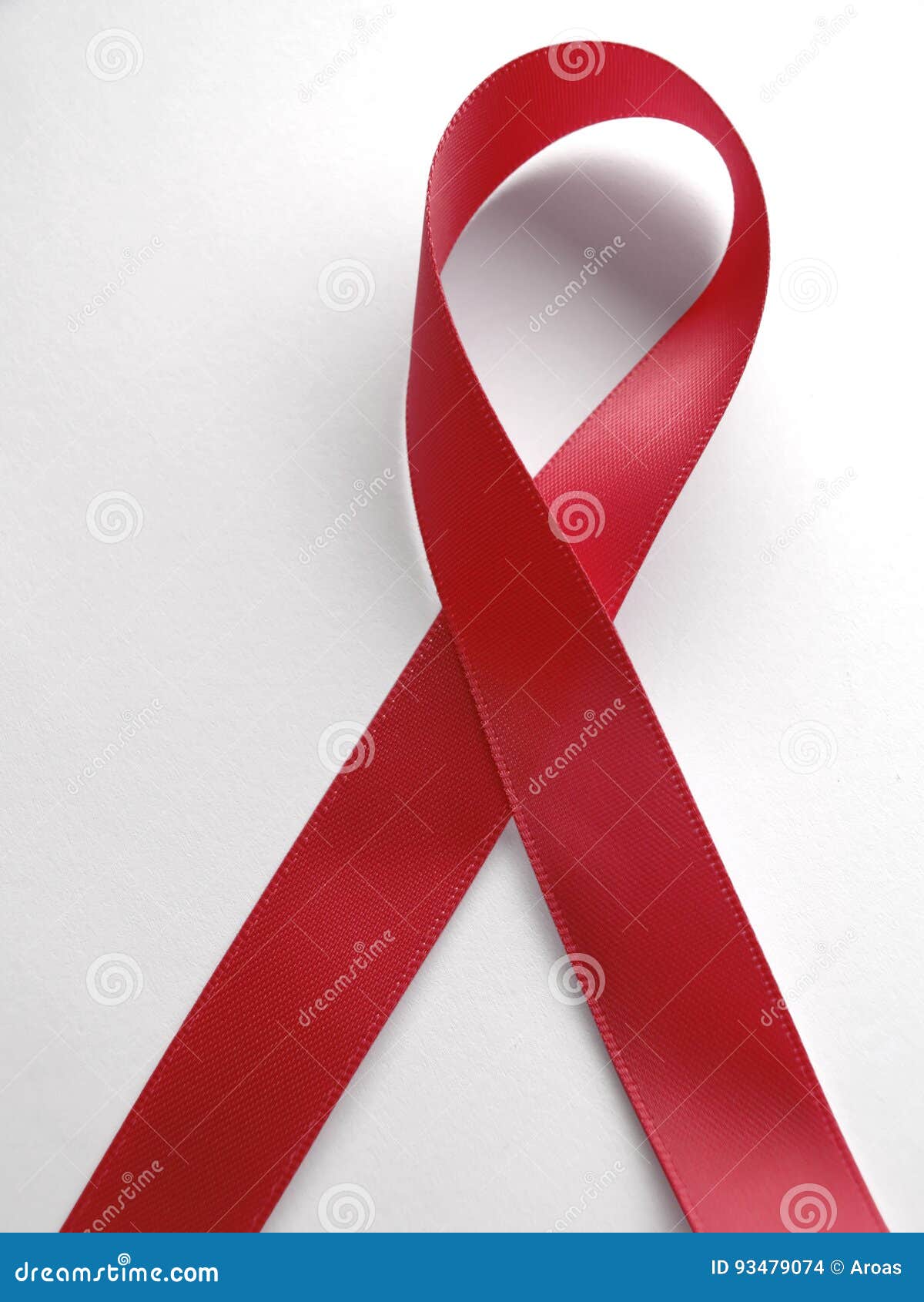 Red Ribbon Aids Awareness on White Background Stock Photo - Image of ...