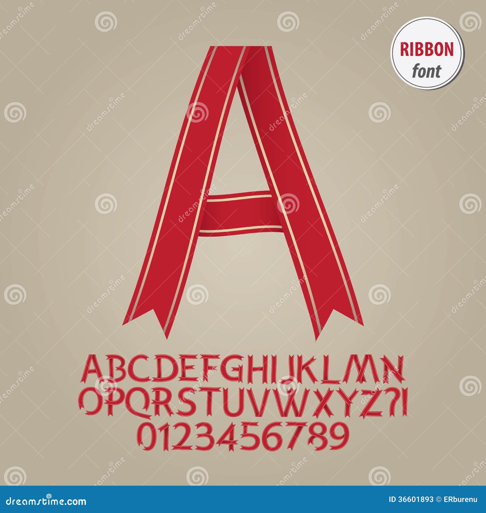 Red Ribbon Alphabet and Digit Vector Stock Vector - Illustration of ...
