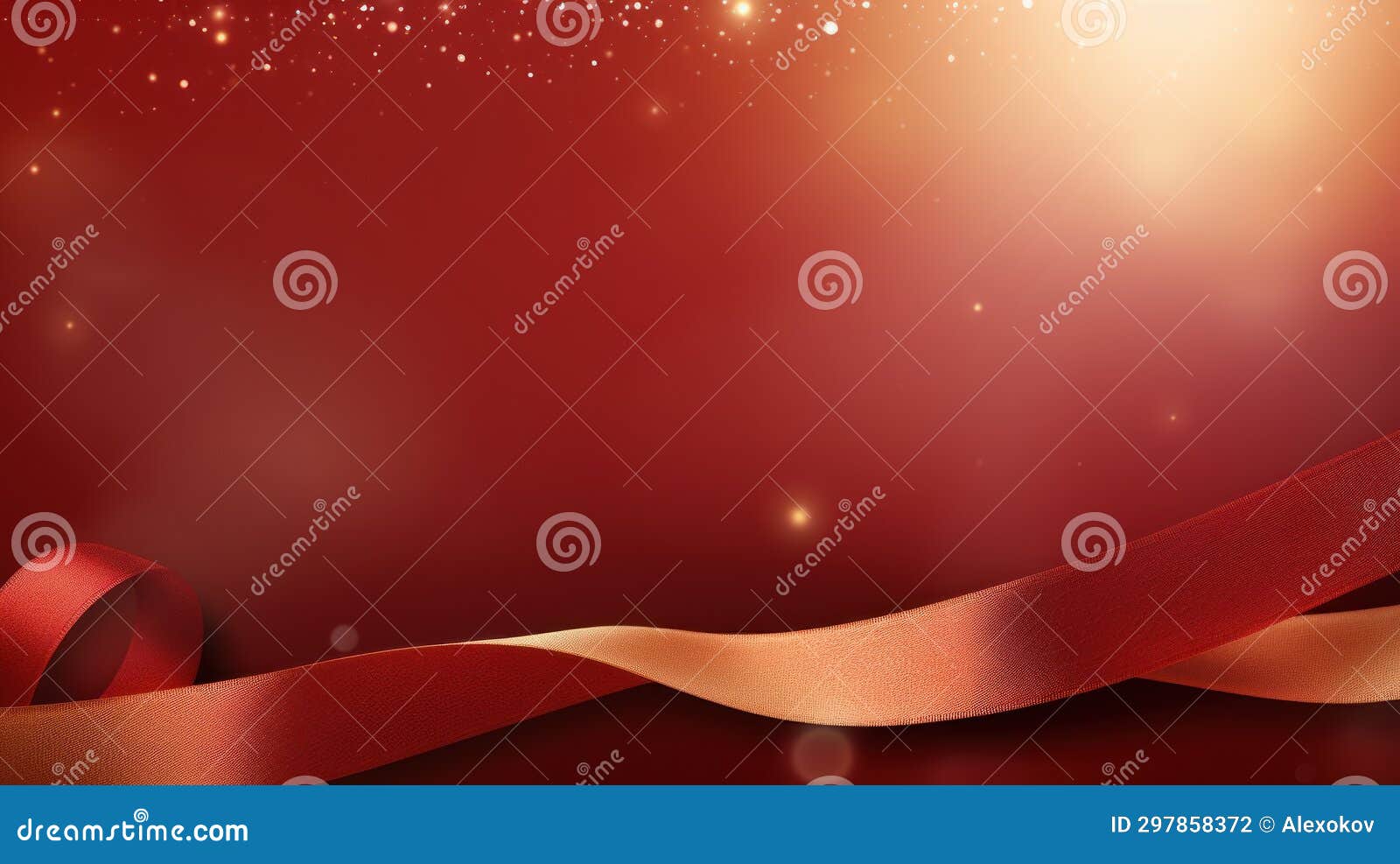 Red Ribbon on Red Background with Bokeh Effect. Illustration Stock ...