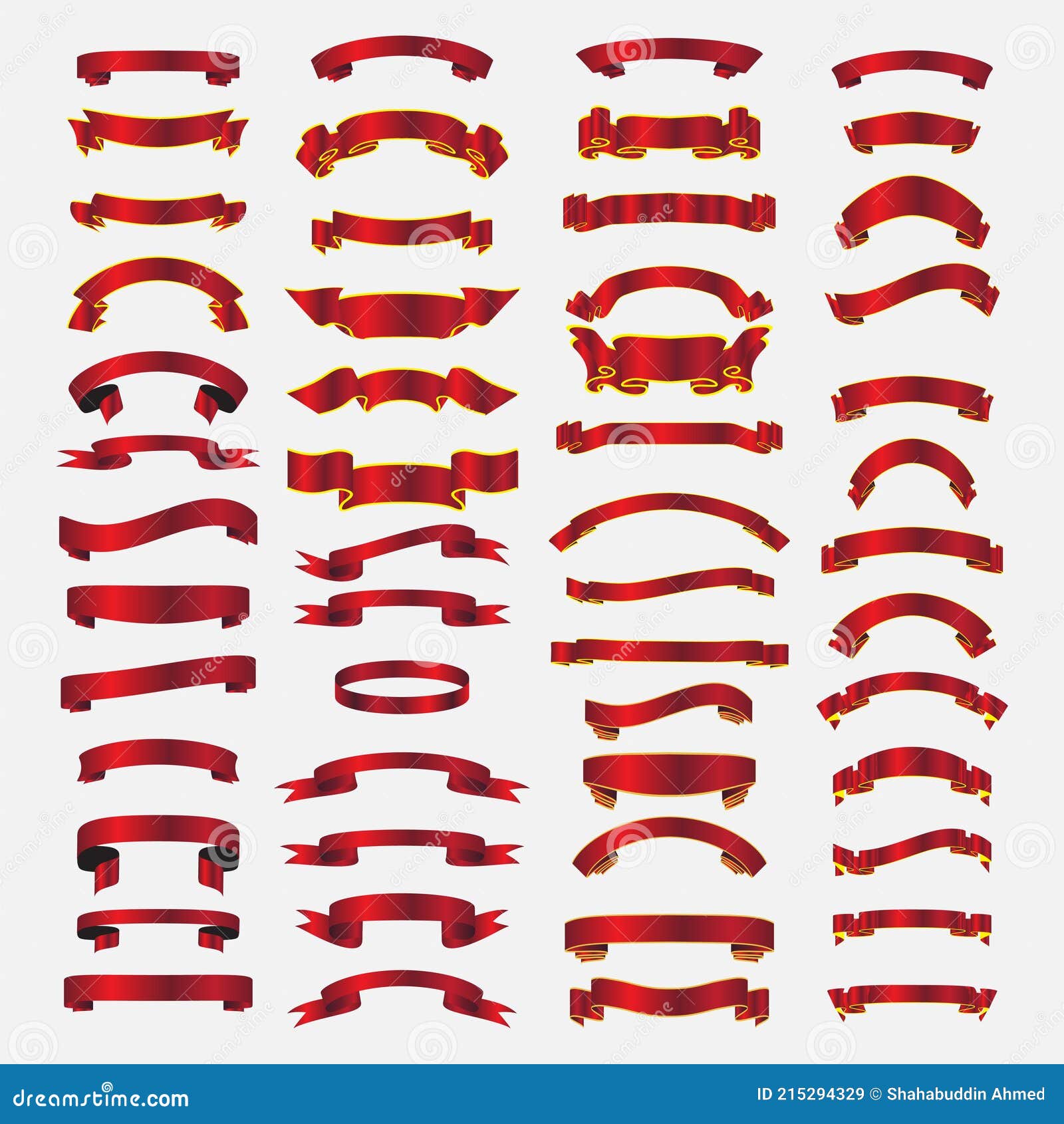 Red Ribbon Banner Collection Set. Red Shiny Scroll Frame Template ...