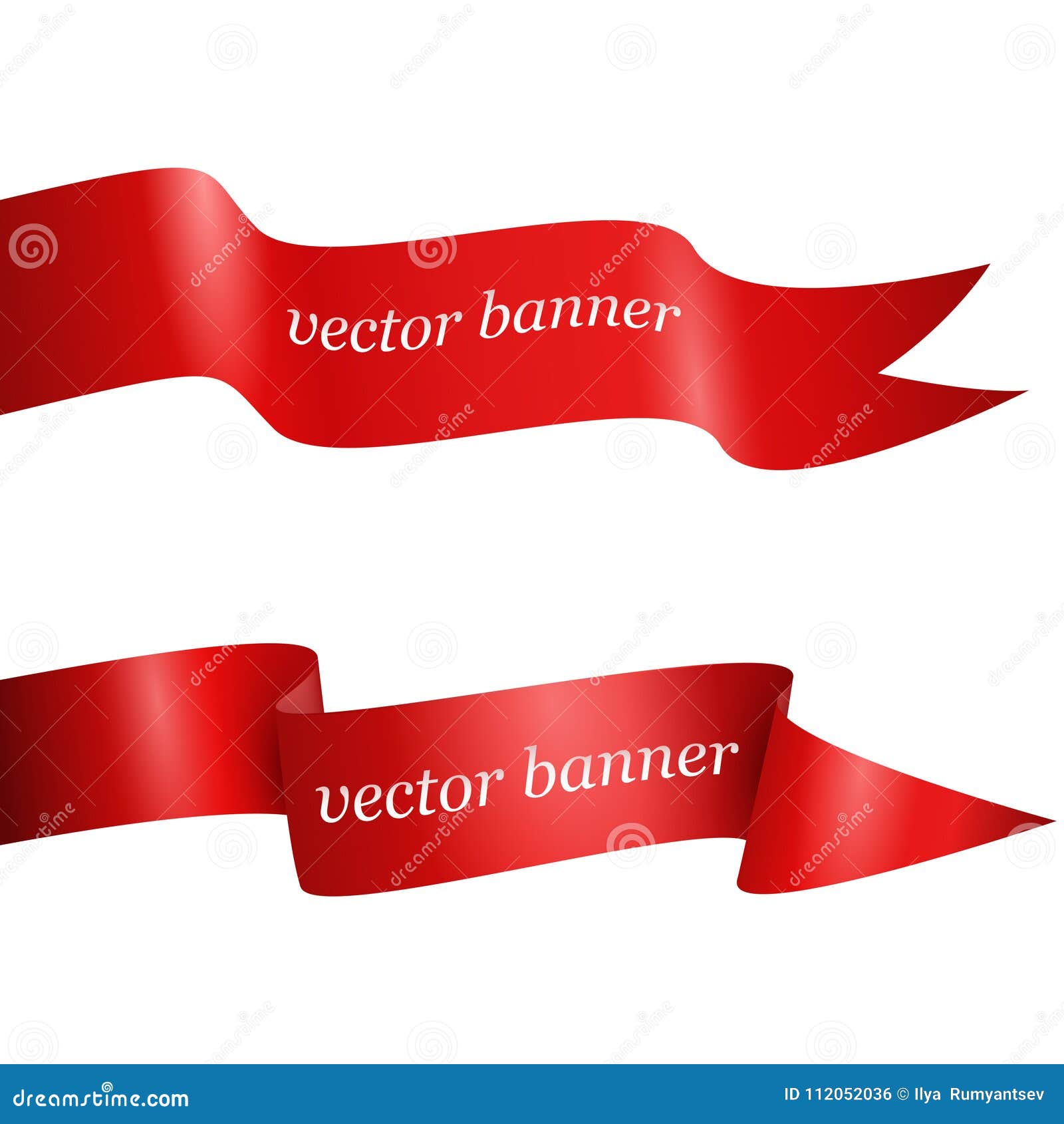 Red ribbon banner set stock vector. Illustration of blank - 112052036