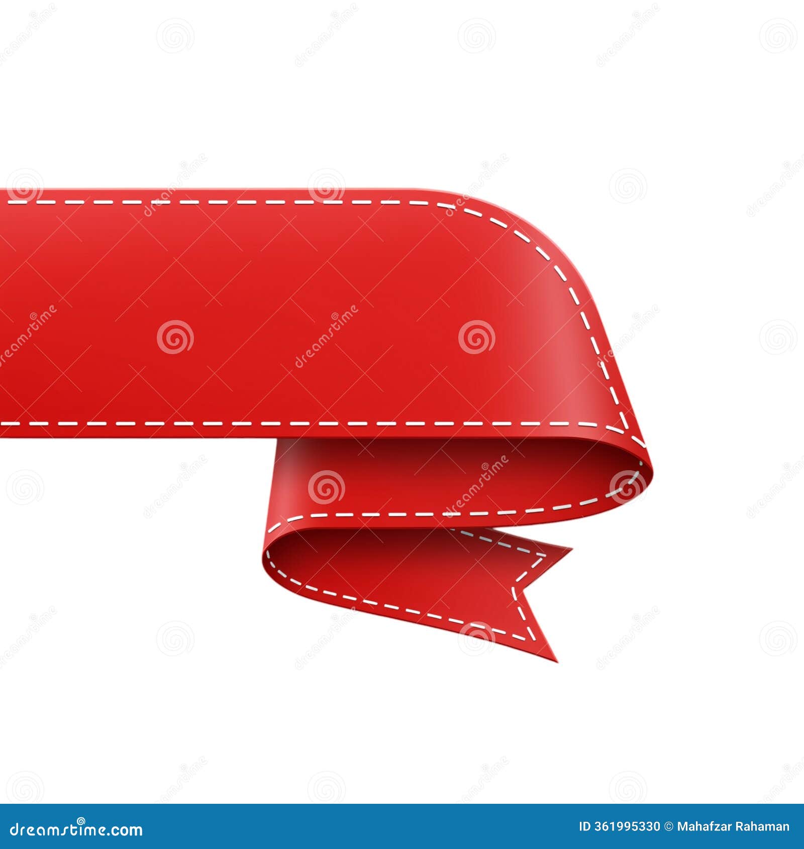 Red Ribbon Banner with Stitching for Design Elements Stock Illustration ...