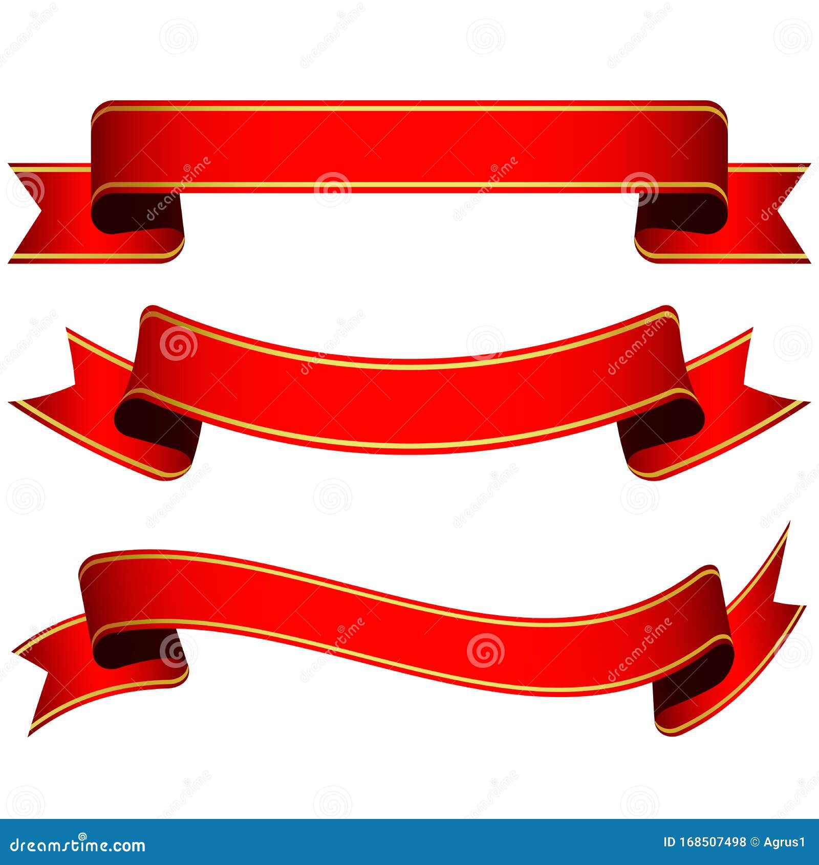 3 Red Ribbon Banner on Transparent Background Stock Vector ...