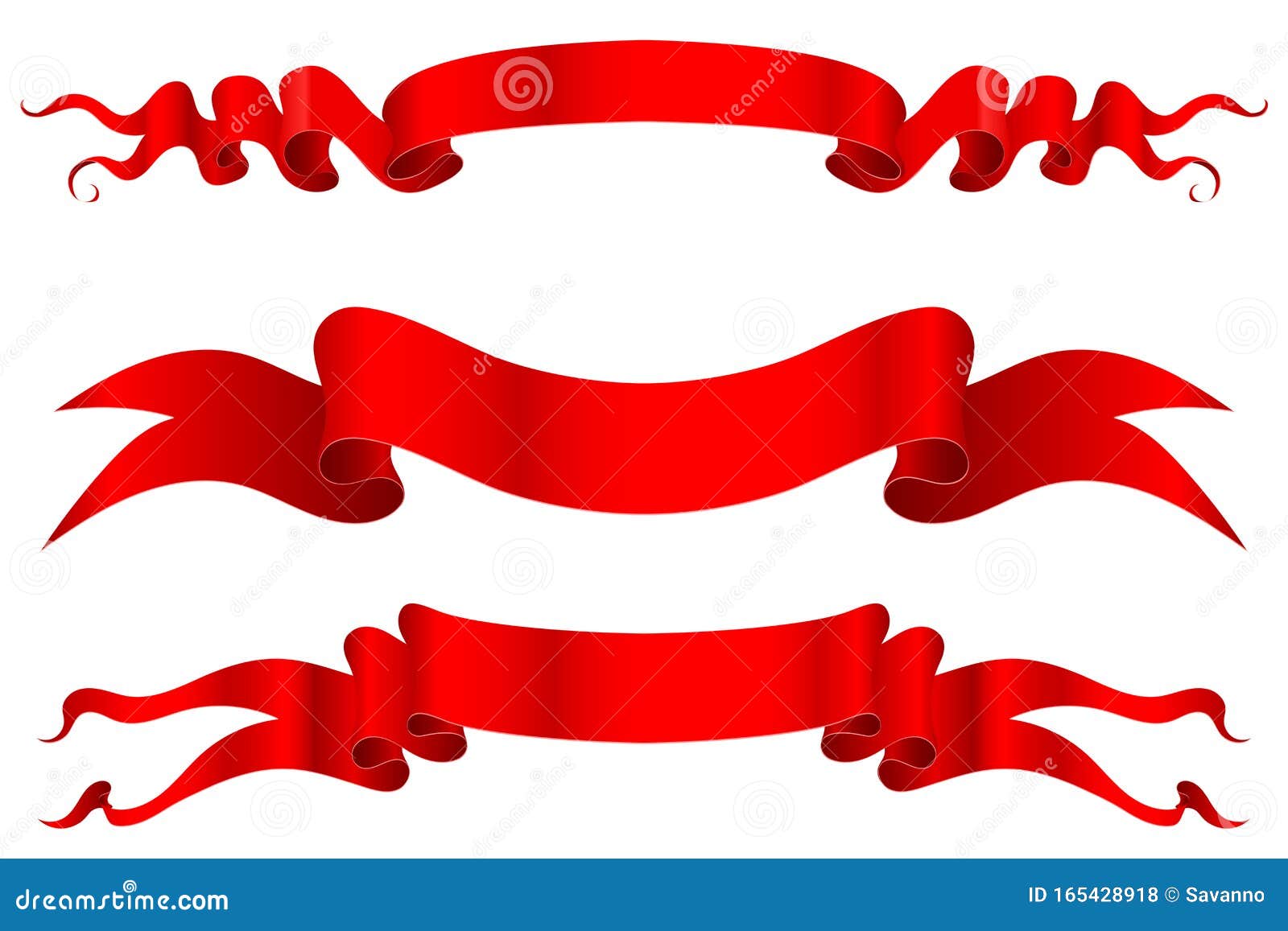 Red Ribbon Banners. 3d Vector Illustration Stock Vector - Illustration ...