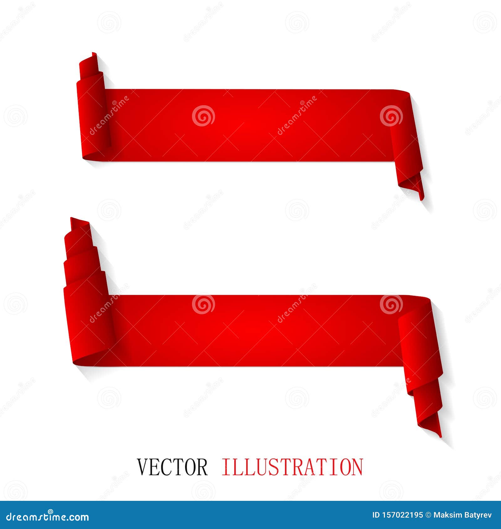 Red Ribbon Banners. Paper Scrolls Stock Vector - Illustration of fabric ...